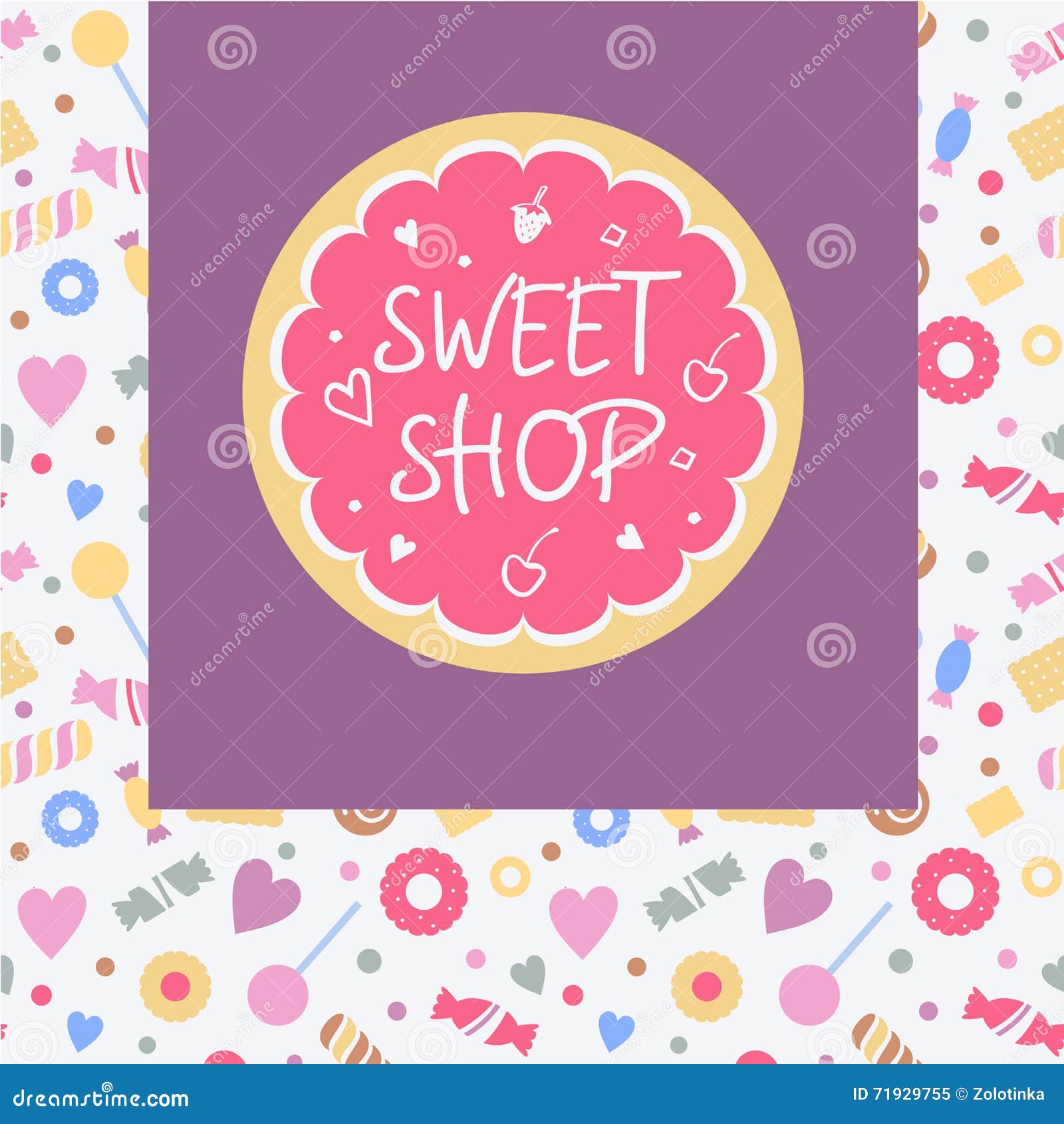 Logo Template for Sweets Shop. Pattern with Stylized Sweets Stock ...