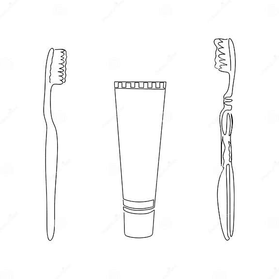 Logo Template with Vector Illustration of a Simple Toothbrush Line Icon ...