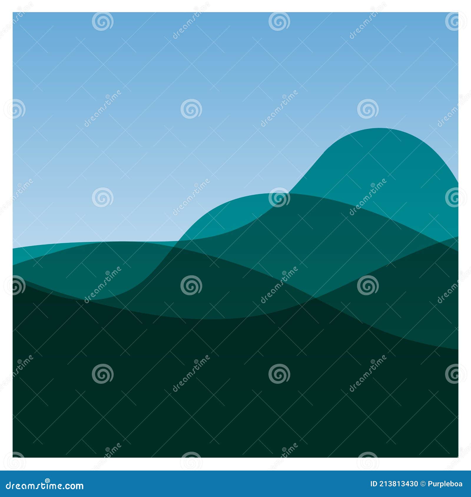 Beautiful Gradient Scenery of Rolling Blue Hills Print Stock Vector ...