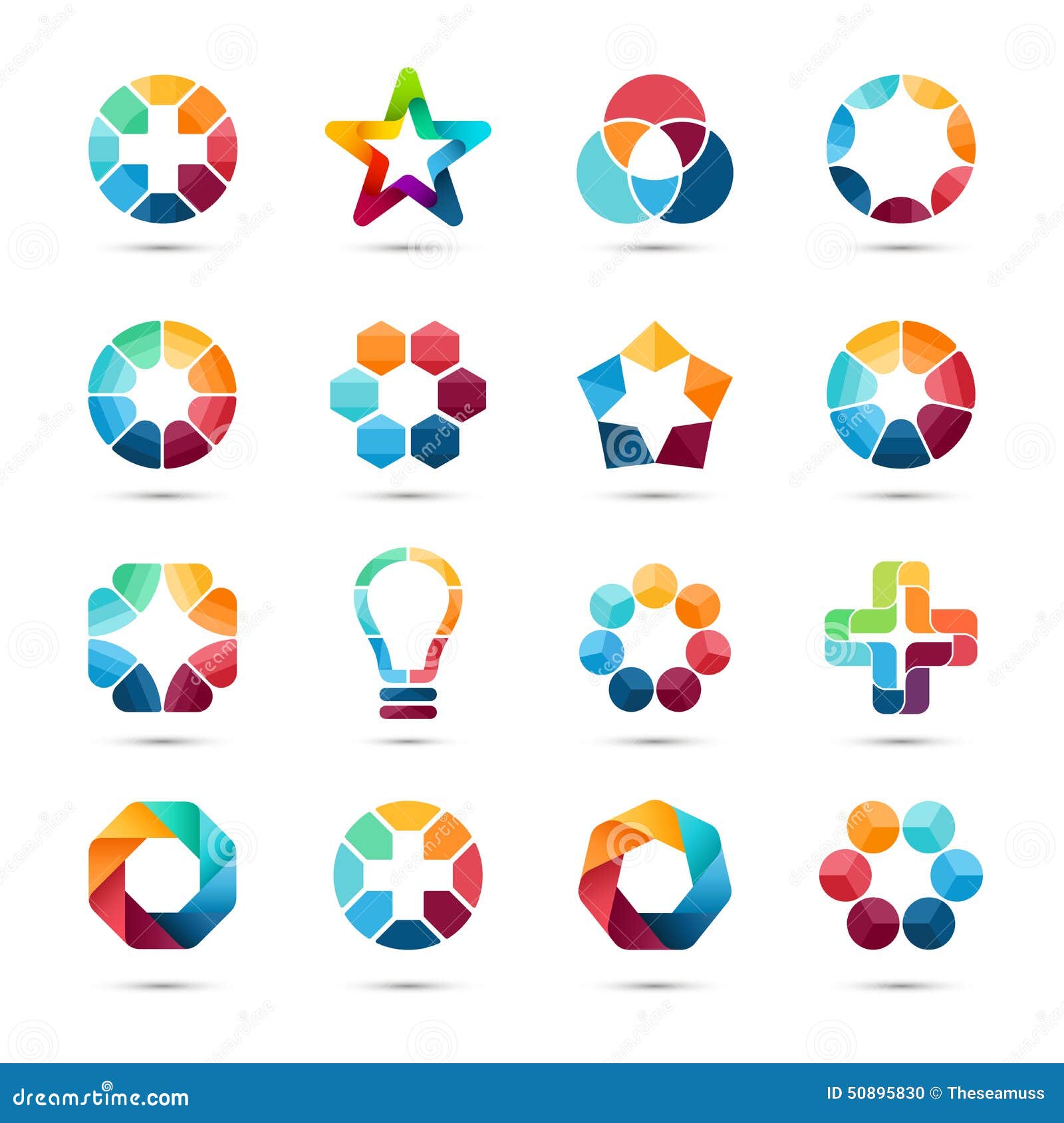 Logo Templates Set. Abstract Circle Creative Signs Stock Vector ...