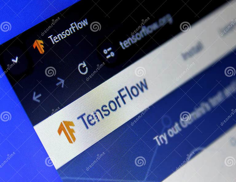 TensorFlow AI logo editorial stock image. Image of smartphone - 302110834