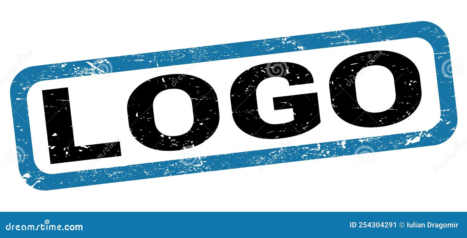 LOGO Text Written on Blue-black Rectangle Stamp Stock Illustration ...