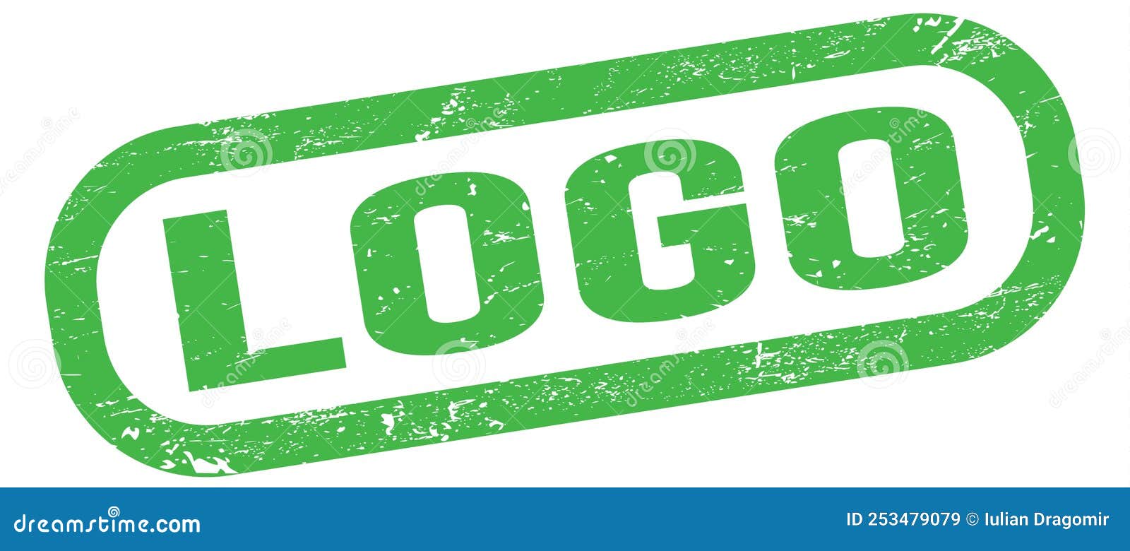 LOGO, Text on Green Rectangle Stamp Sign Stock Illustration ...