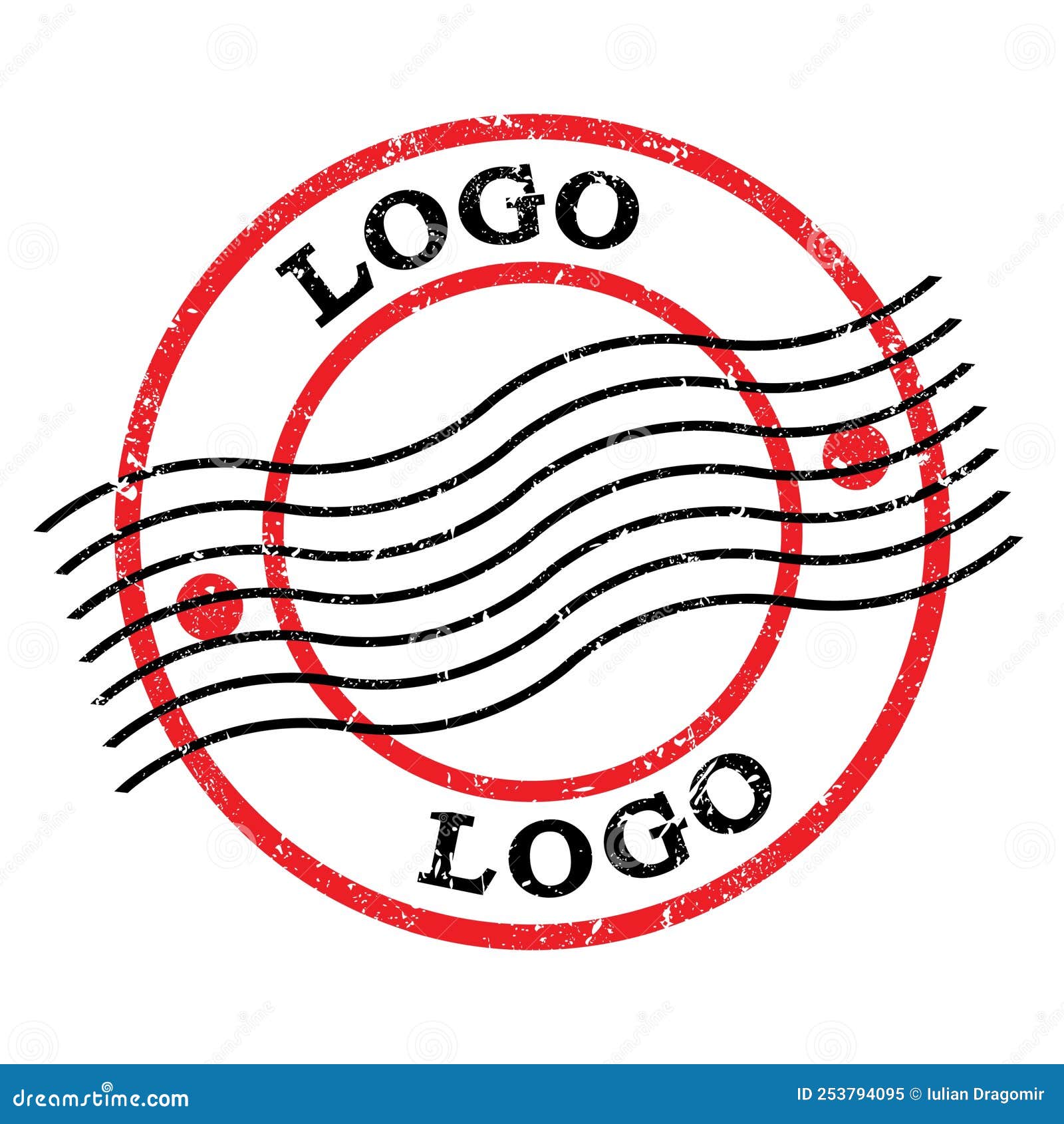 LOGO, Text Written on Red-black Postal Stamp Stock Illustration ...