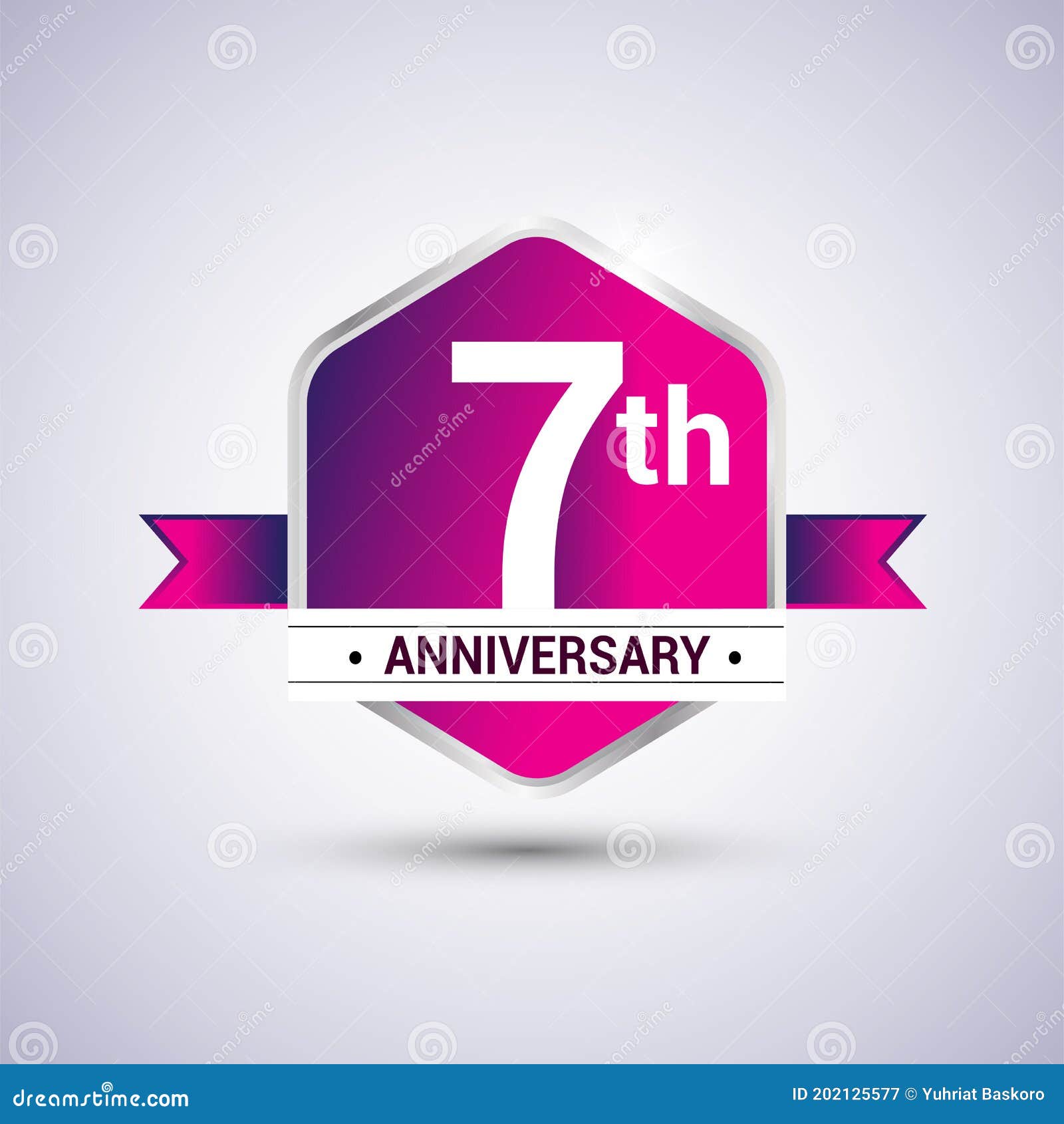 Logo 7th Anniversary Celebration Isolated in Red Hexagon Shape and Red ...