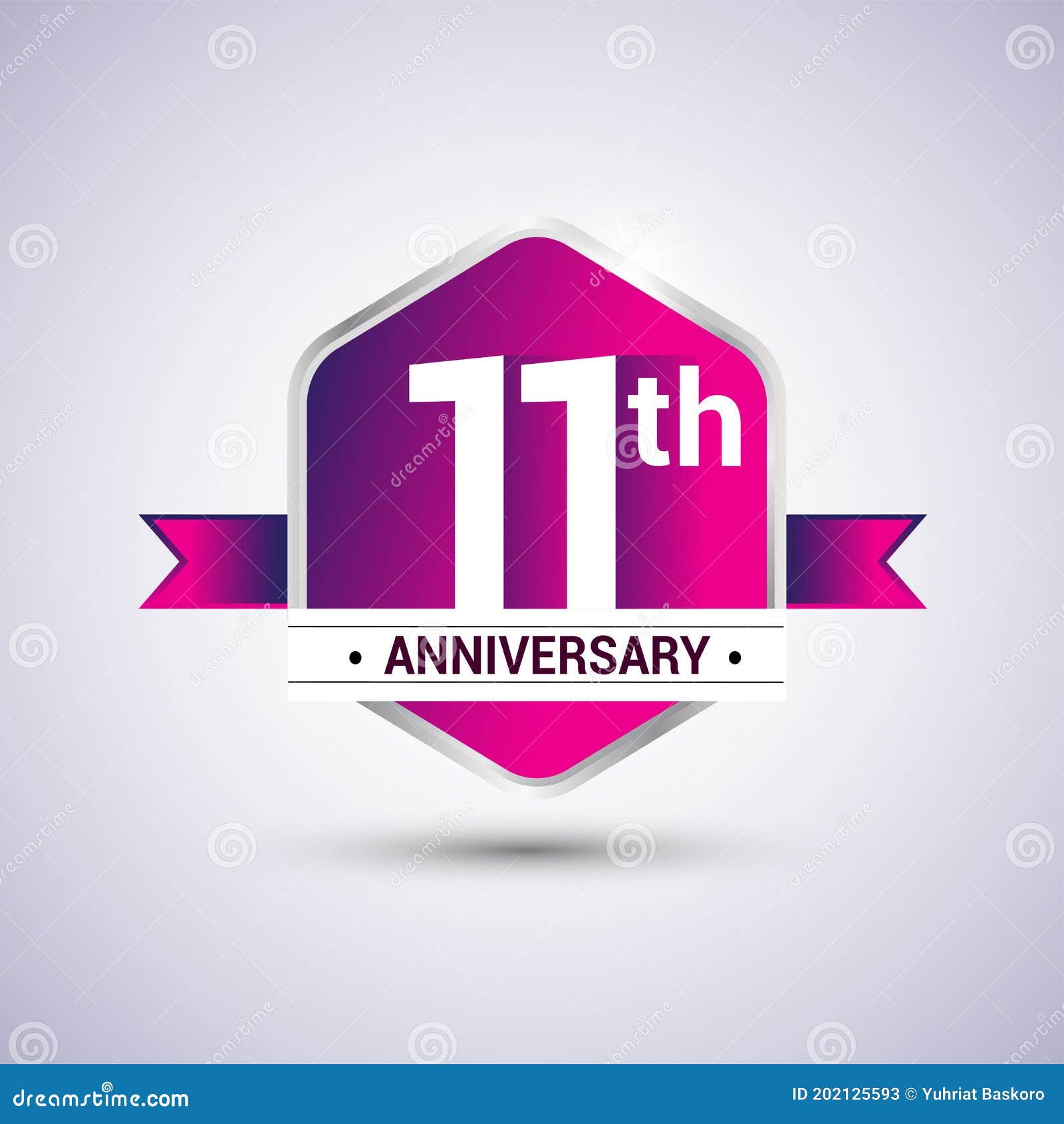 Logo 11th Anniversary Celebration Isolated in Red Hexagon Shape and Red ...