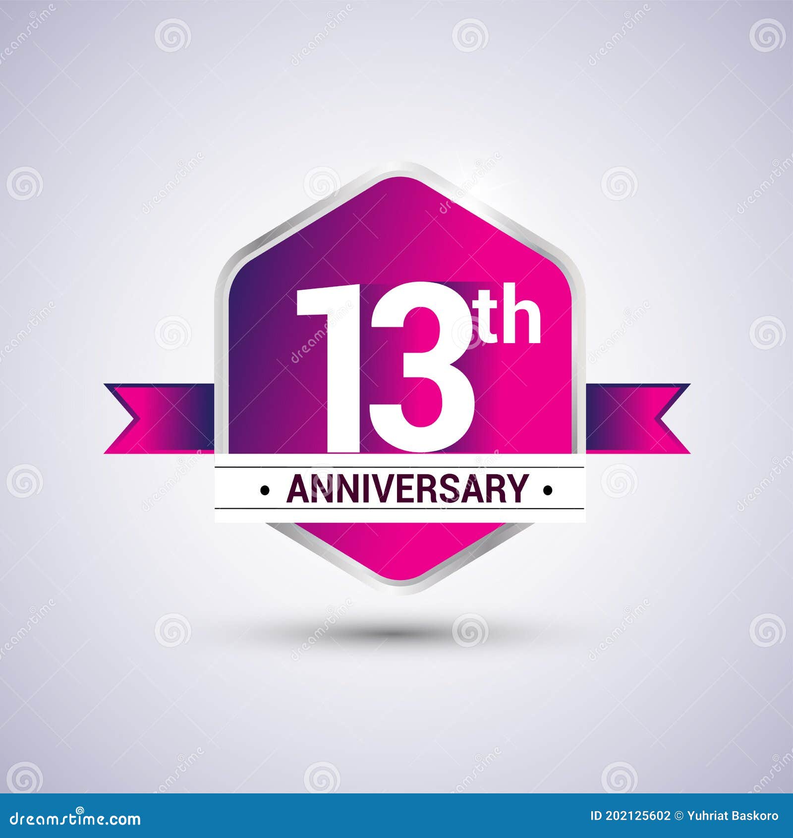 Logo 13th Anniversary Celebration Isolated in Red Hexagon Shape and Red ...