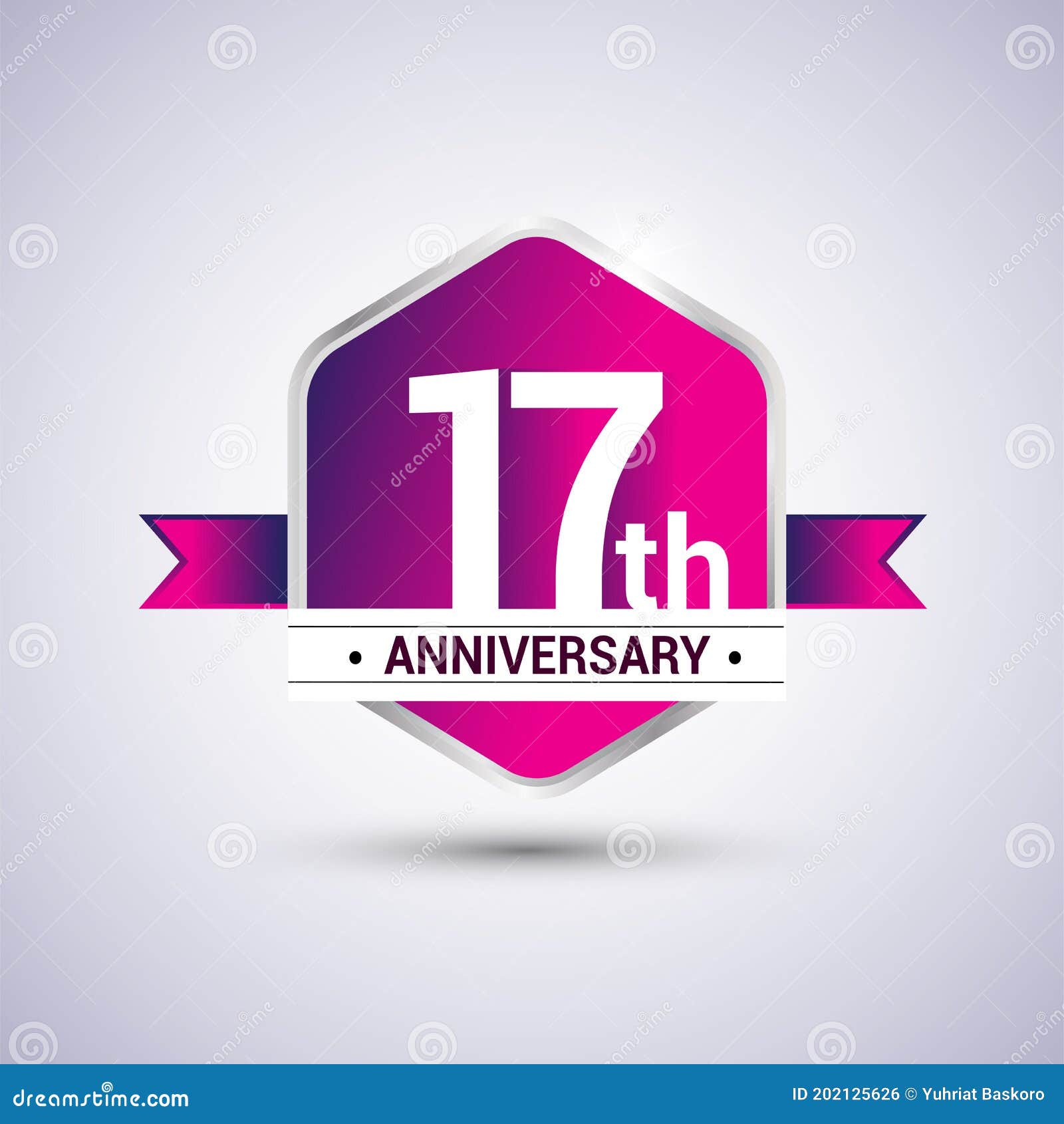 Logo 17th Anniversary Celebration Isolated in Red Hexagon Shape and Red ...