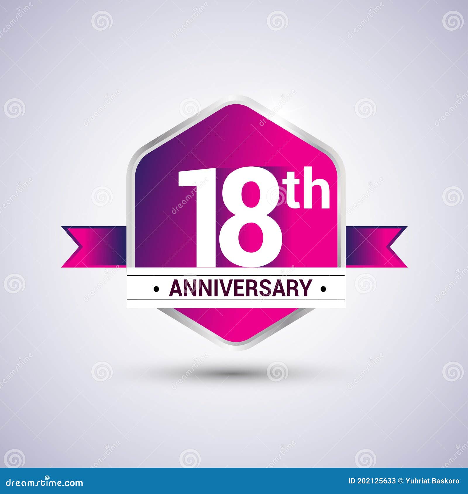 Logo 18th Anniversary Celebration Isolated in Red Hexagon Shape and Red ...