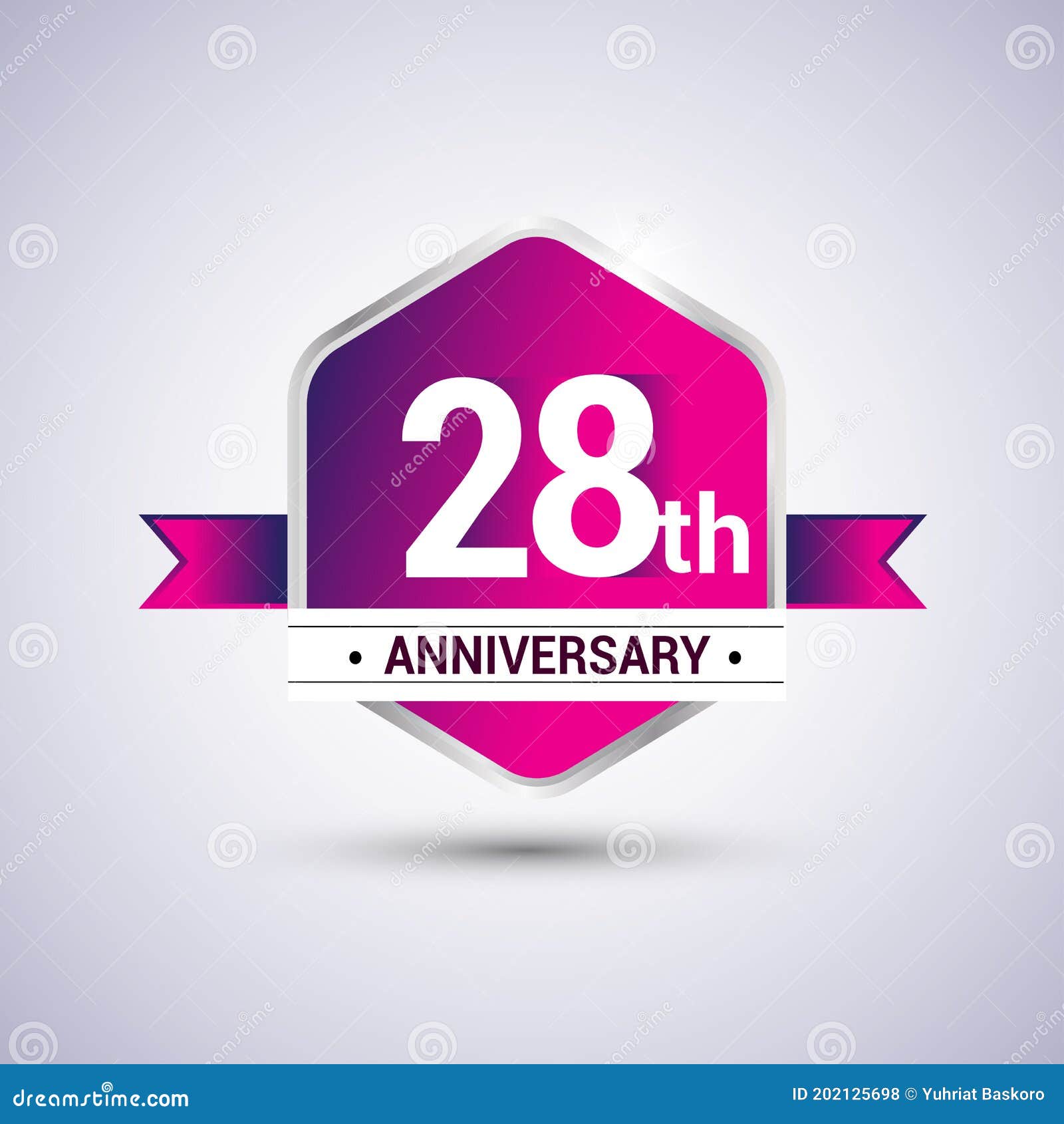 Logo 28th Anniversary Celebration Isolated In Red Hexagon Shape And Red ...