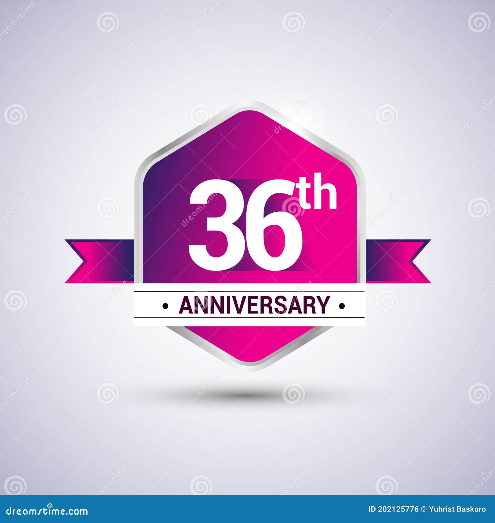 Logo 36th Anniversary Celebration Isolated in Red Hexagon Shape and Red ...