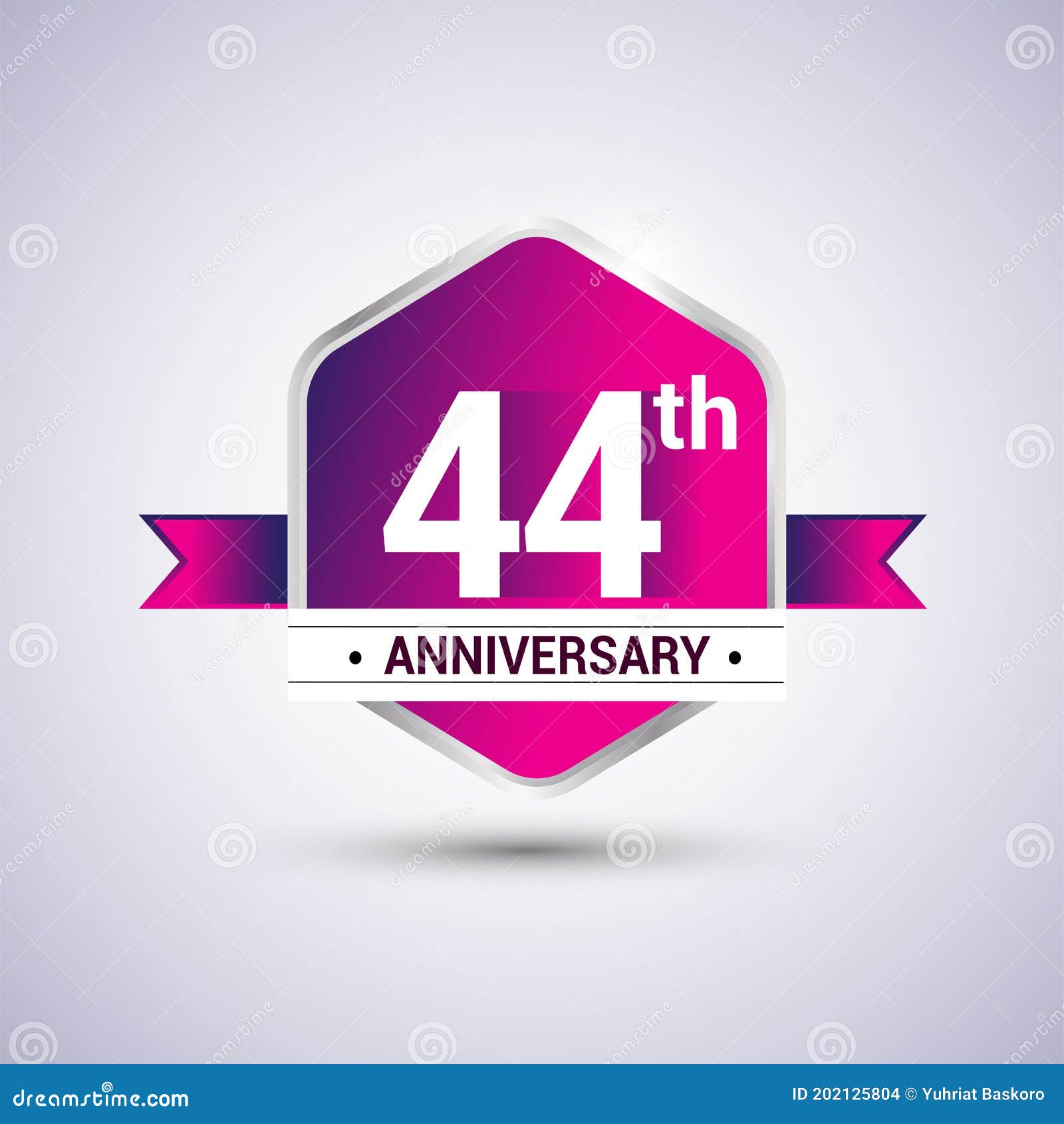 Logo 44th Anniversary Celebration Isolated in Red Hexagon Shape and Red ...