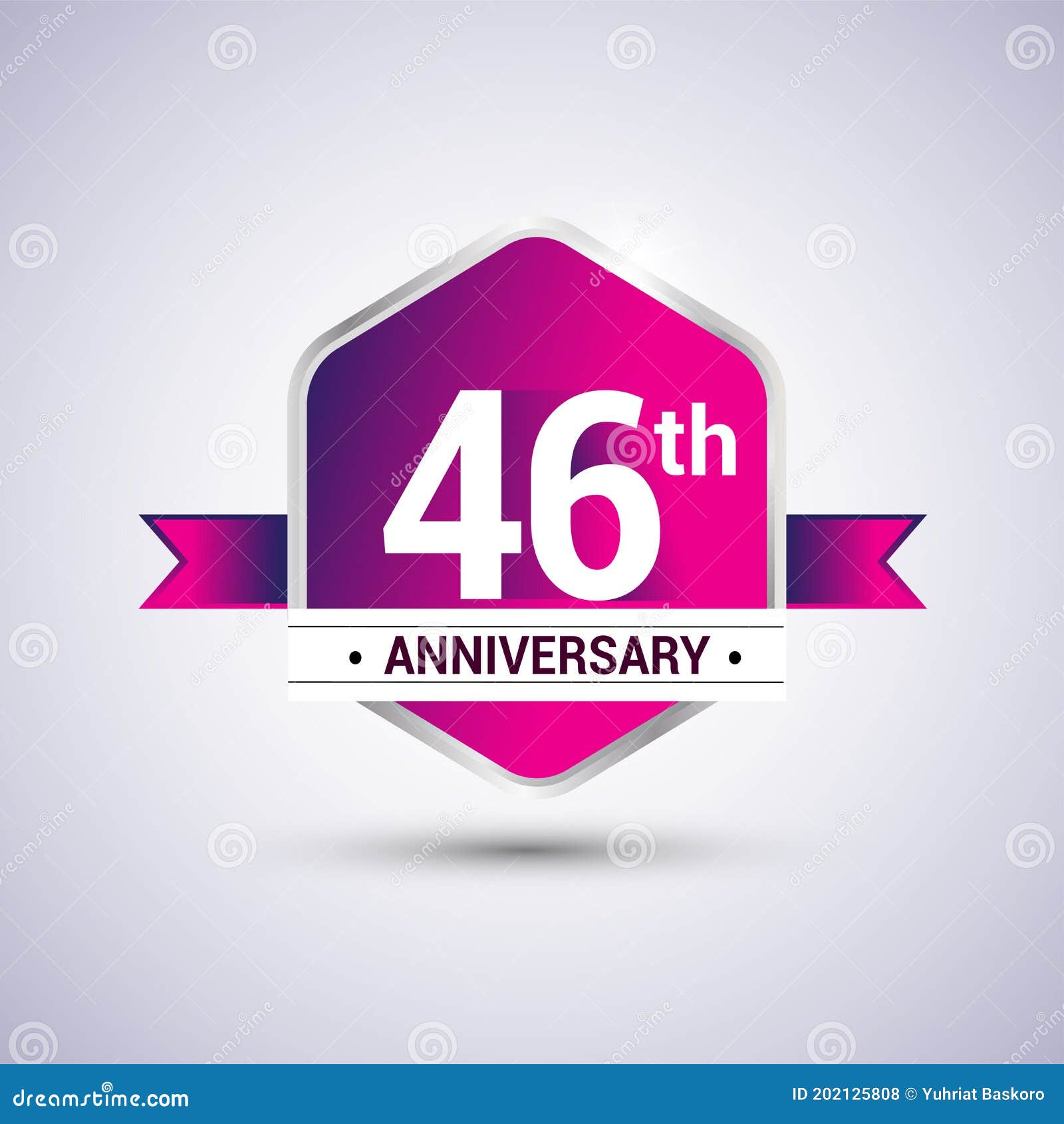 Logo 46th Anniversary Celebration Isolated in Red Hexagon Shape and Red ...