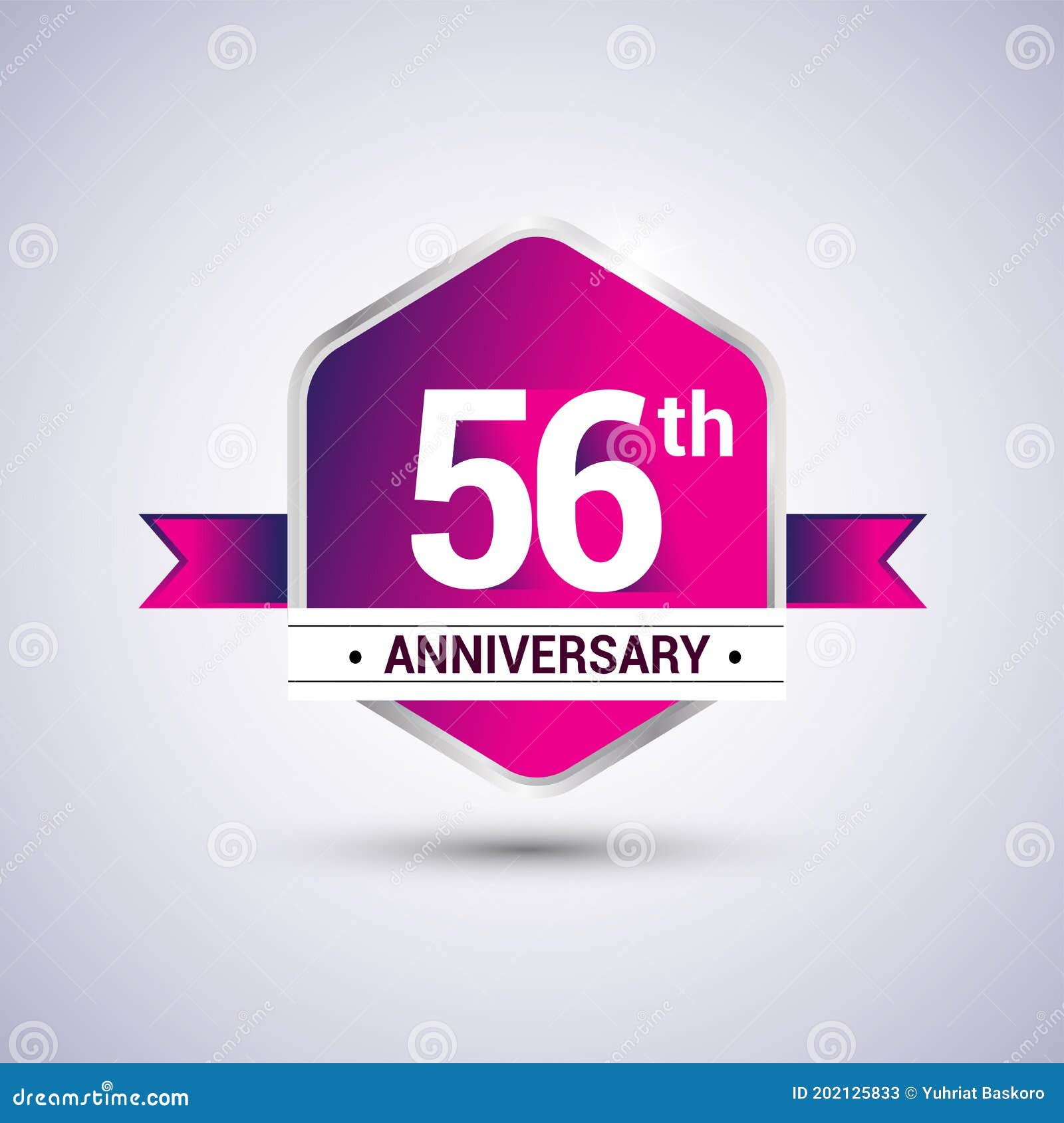 Logo 56th Anniversary Celebration Isolated in Red Hexagon Shape and Red ...