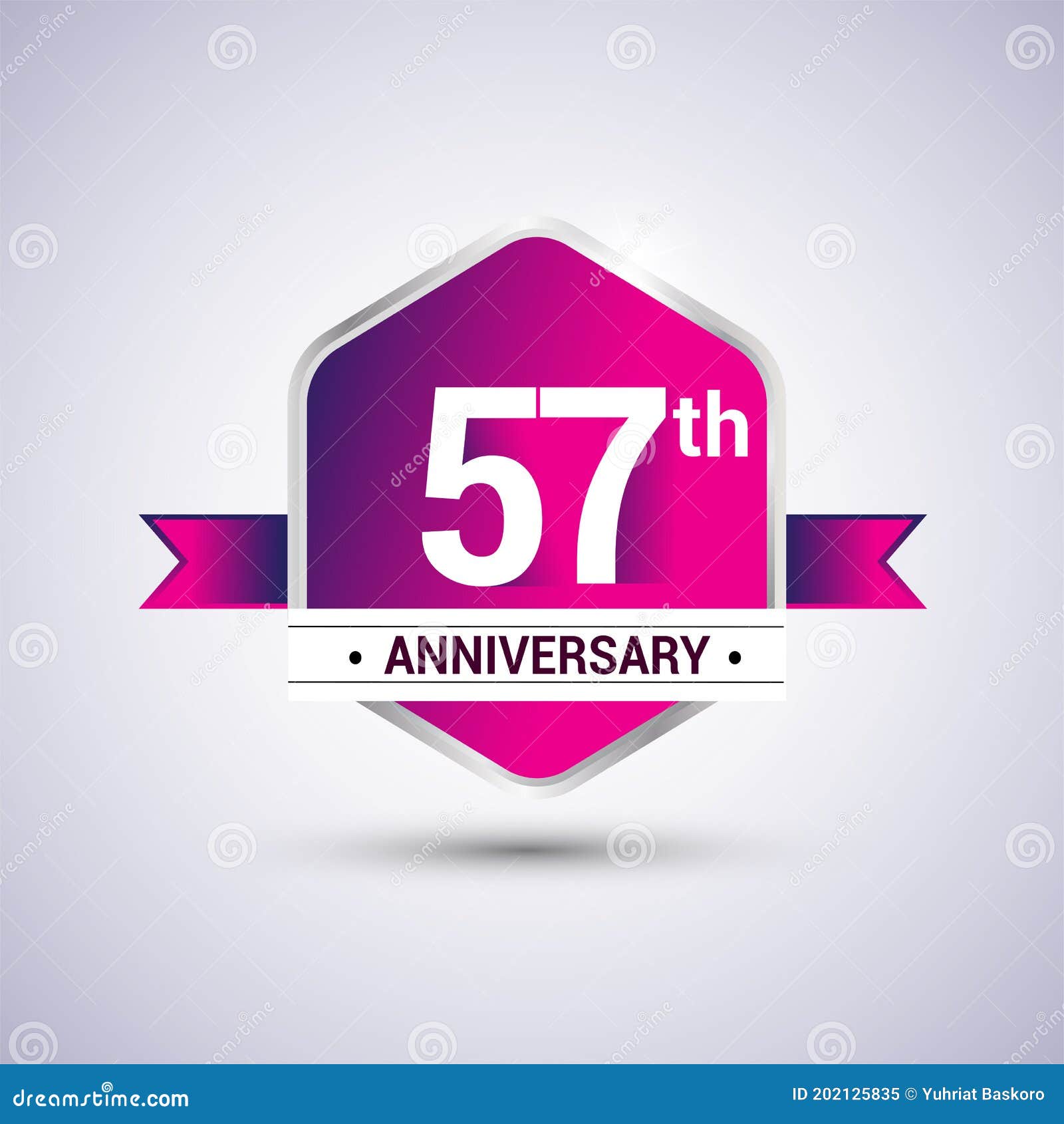 Logo 57th Anniversary Celebration Isolated in Red Hexagon Shape and Red ...