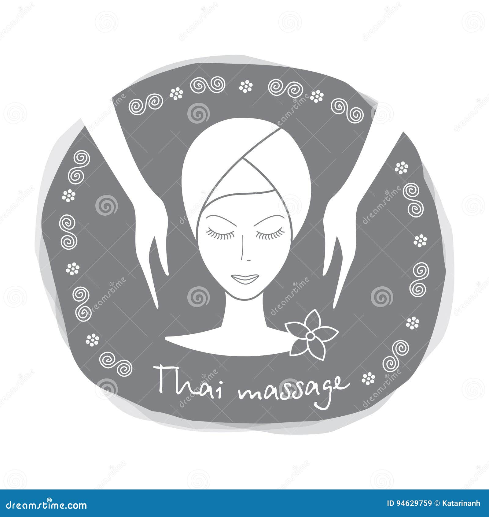 Logo Thai Massage. Face Massage of a Beautiful Girl. Face of a ... Logo Thai Massage. Face Massage of a Beautiful Girl. Face of a ...