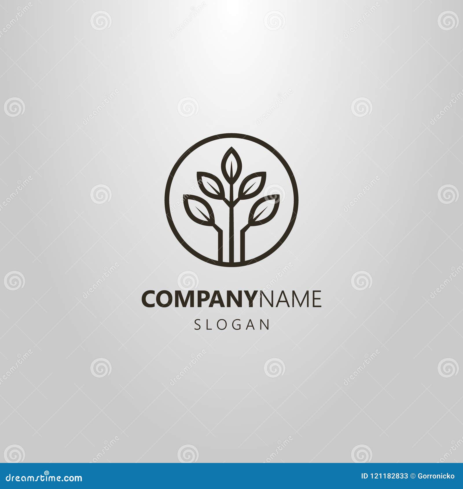 Logo of Three Branches with Leaves in a Round Frame Stock Vector ...