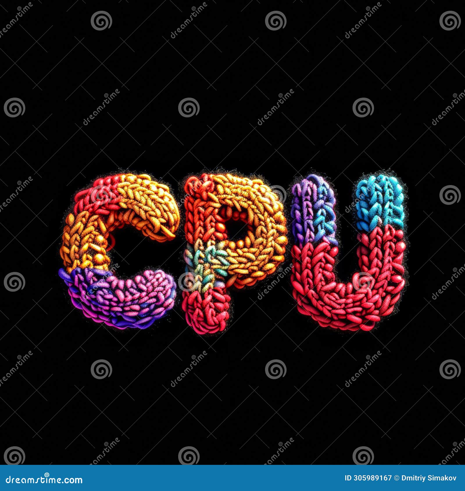 Logo of Three Letters "CPU" in Knitted STYLE Stock Illustration ...