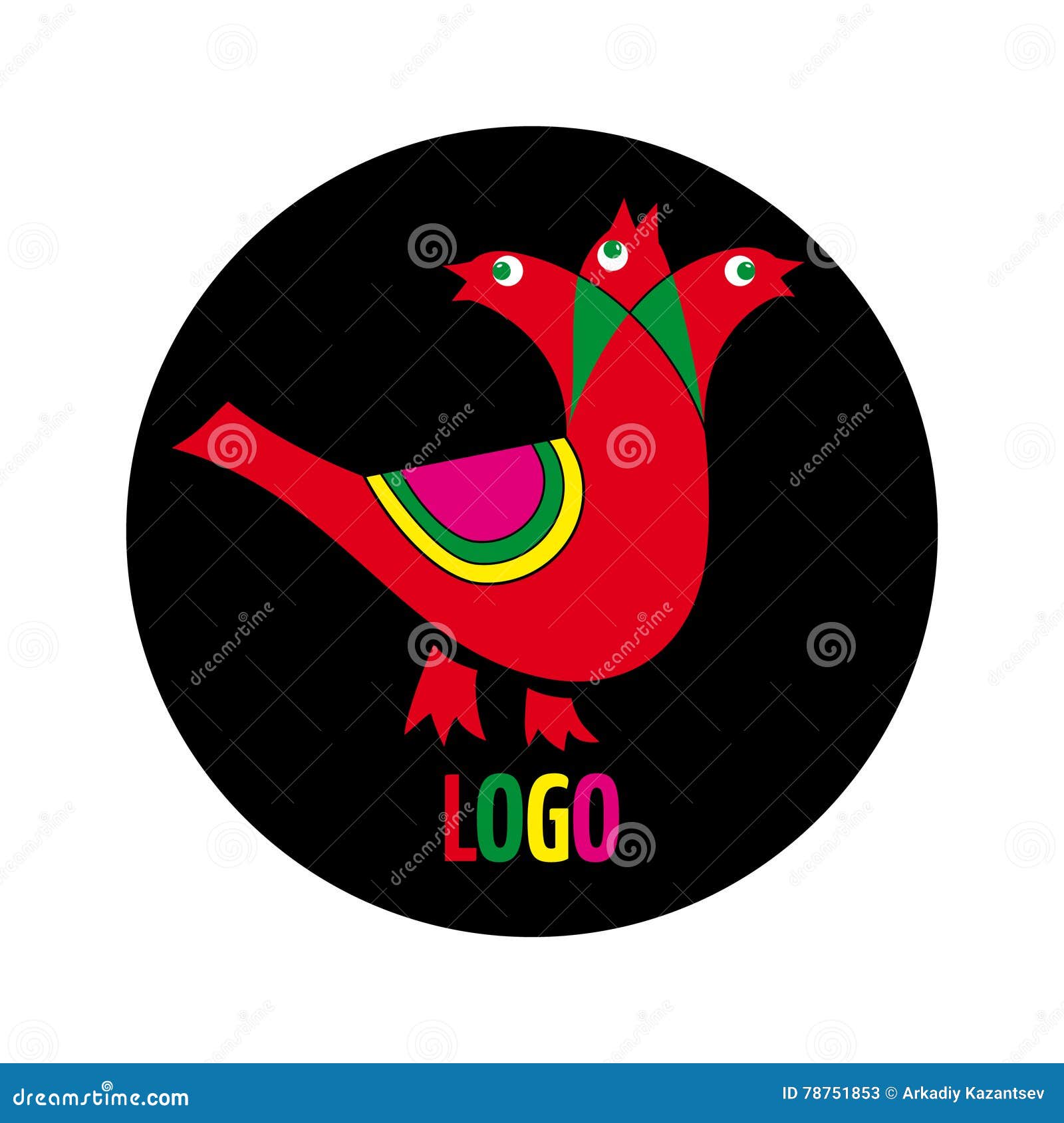 The Logo with Three Singing Birds Stock Illustration - Illustration of ...