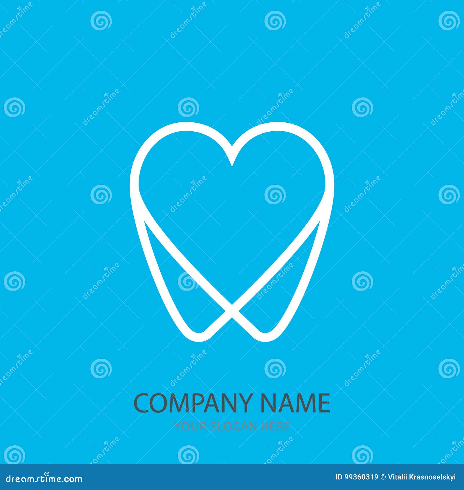 Logo Tooth in the Form of Heart Blue Background Stock Vector ...