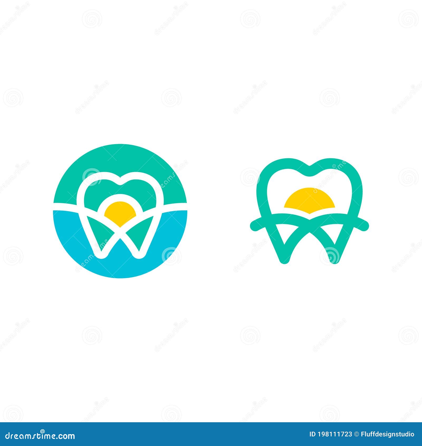 Logo of a Tooth with a Sunrise in it Stock Vector - Illustration of ...