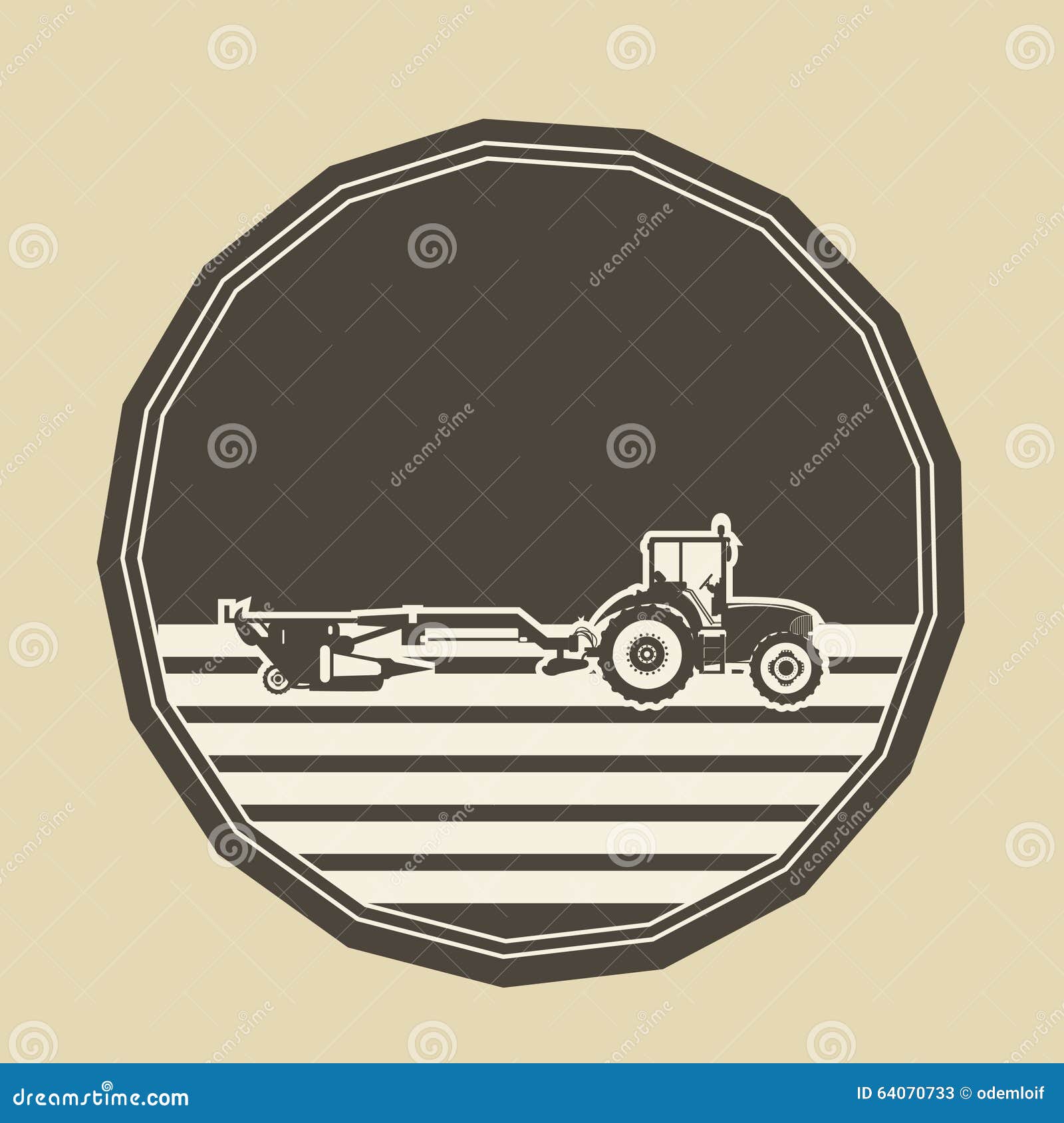 Logo with a Tractor Plowing Stock Illustration - Illustration of market ...