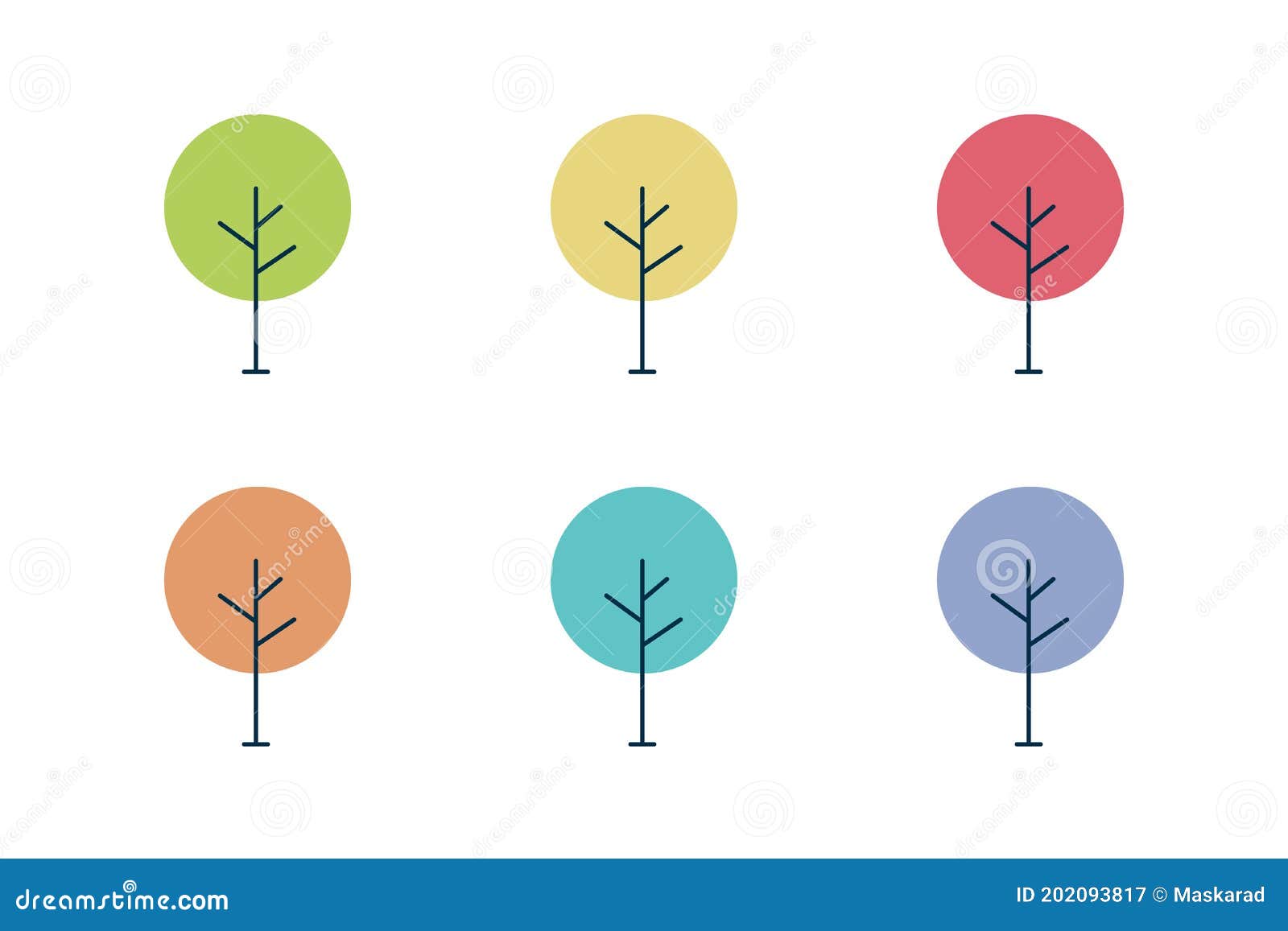 Logo Tree with a Round Crown. Different Season. Vector Stock Vector ...