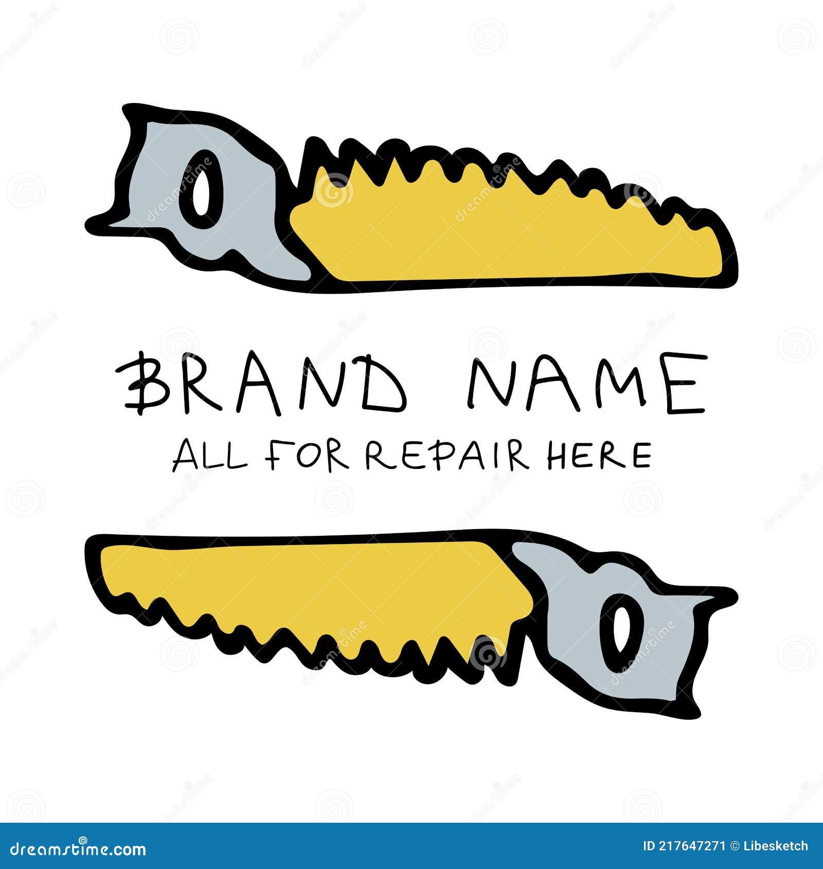 Logo in Trendy Colors. the Yellow Saws Up and Down, with Text in ...