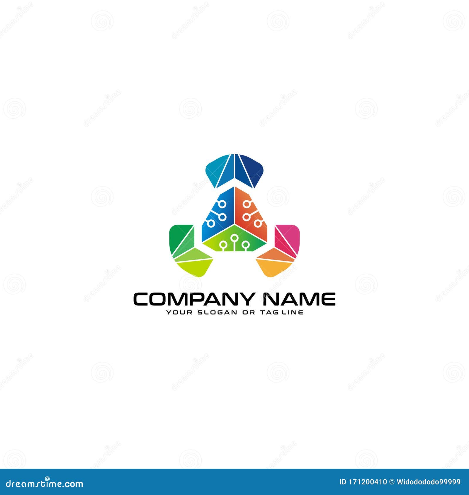 Logo Triangles Full Color Technology Technology Vector Stock Vector ...