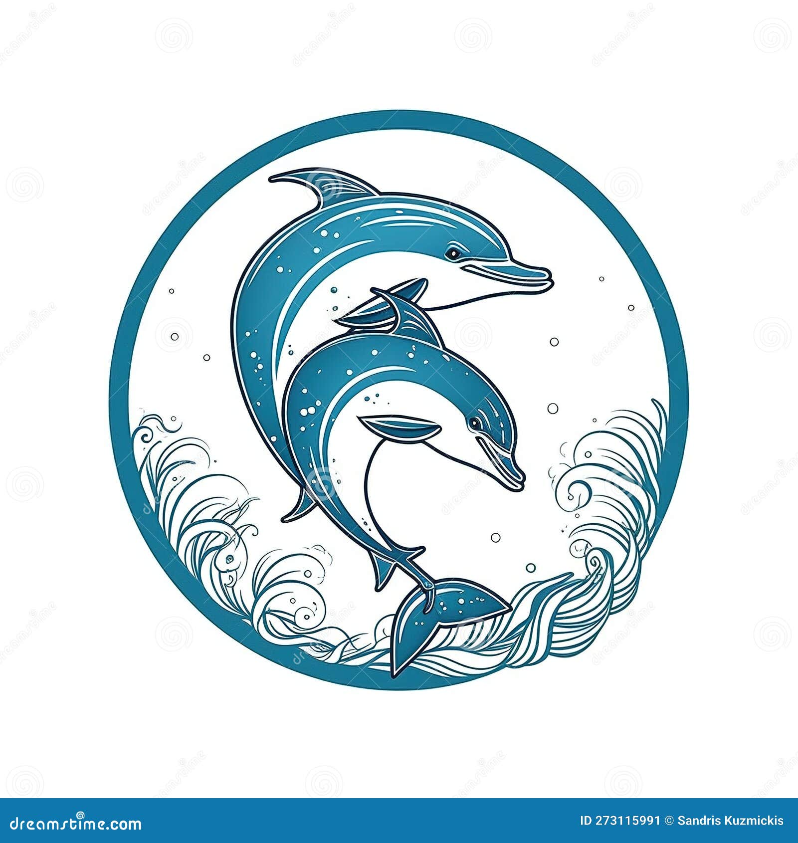 Logo of Two Dolphins in the Air Forming a Circle. Generative AI Stock ...