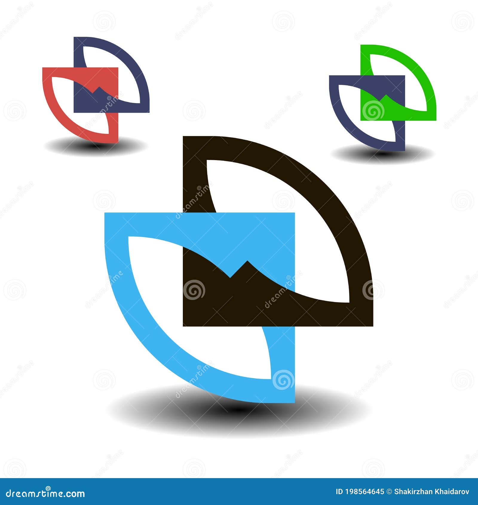 Logo of Two Geometric Elements of Different Colors, Fastened Together ...