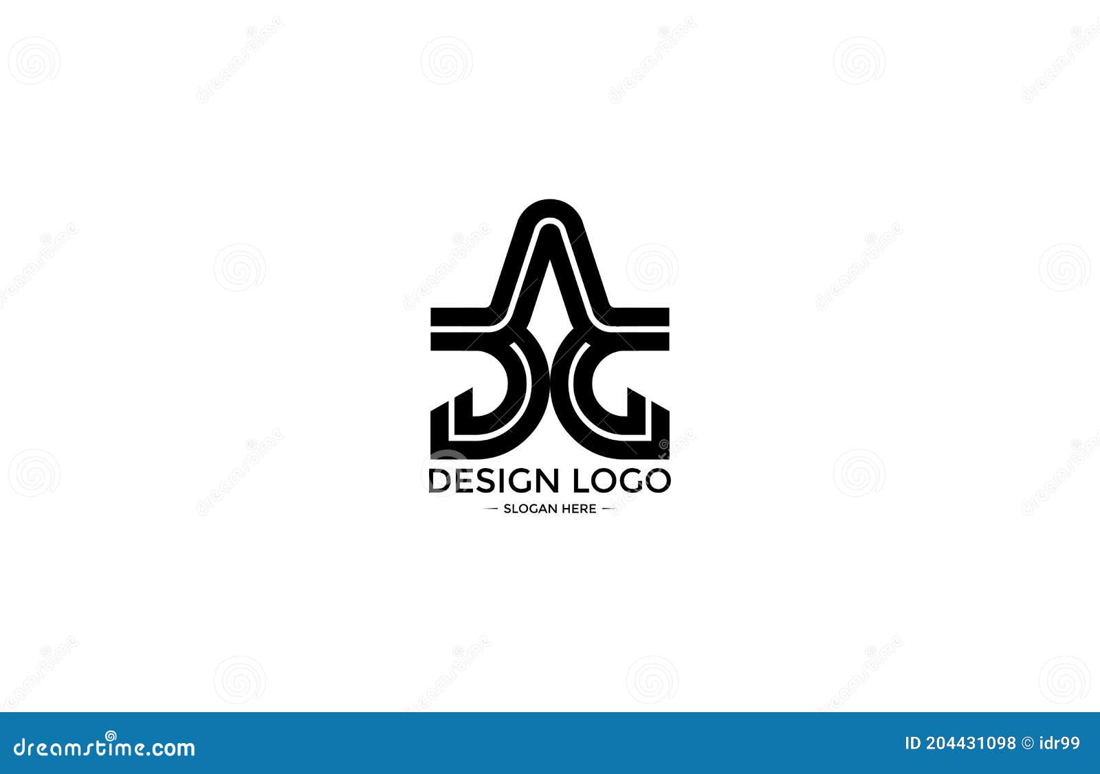 Logo Typography Initial Letter AGG Linear Monogram Font Stock ...