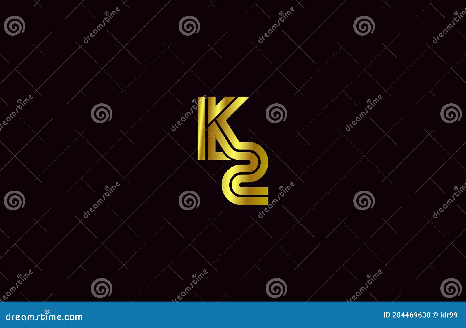 Logo Typography Initial Letter K2 Linear Monogram Font Stock ...