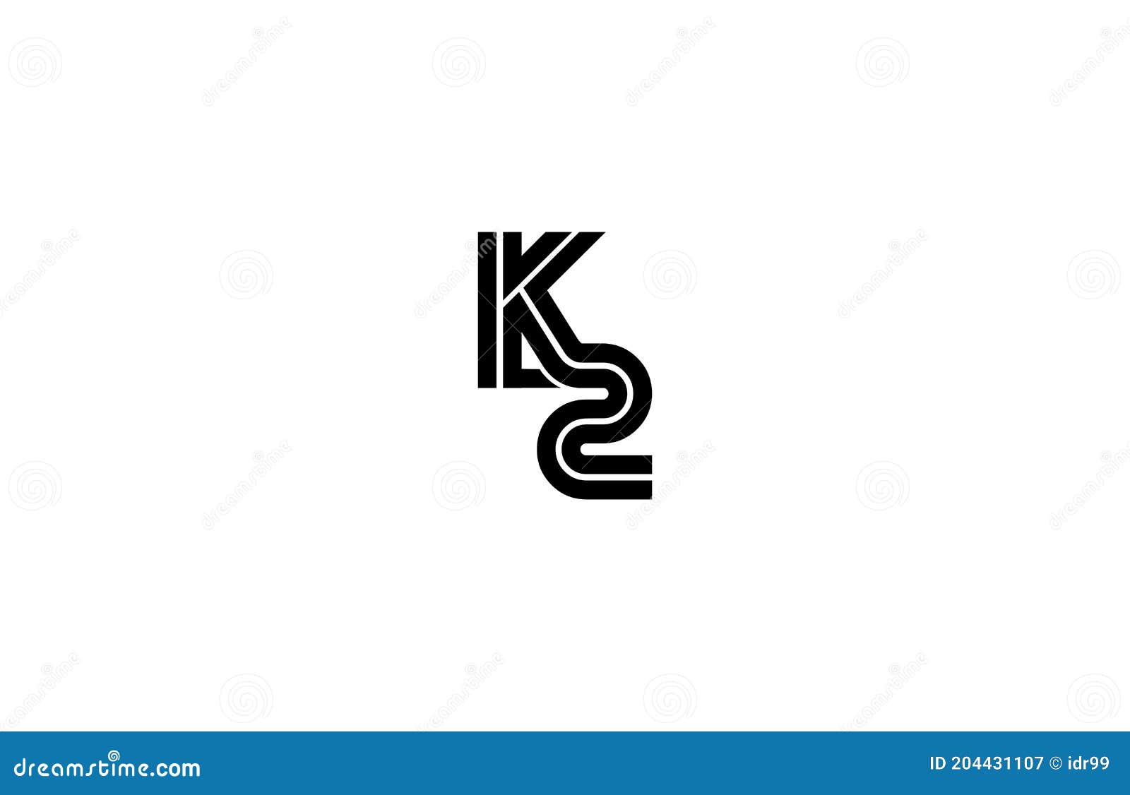 Logo Typography Initial Letter K2 Linear Monogram Font Stock ...
