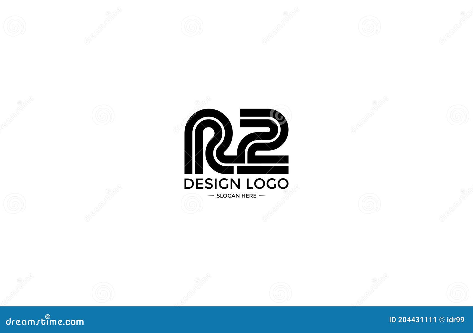 Logo Typography Initial Letter R2 Linear Monogram Hexagon Font Vector ...