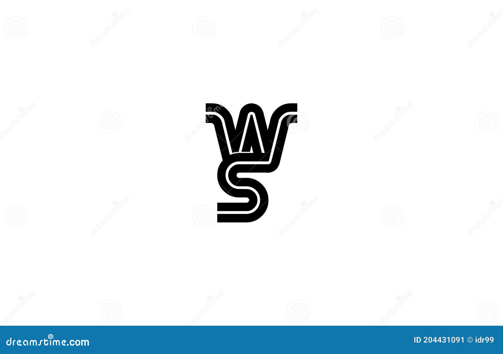 Logo Typography Initial Letter WS Linear Monogram Font Stock ...