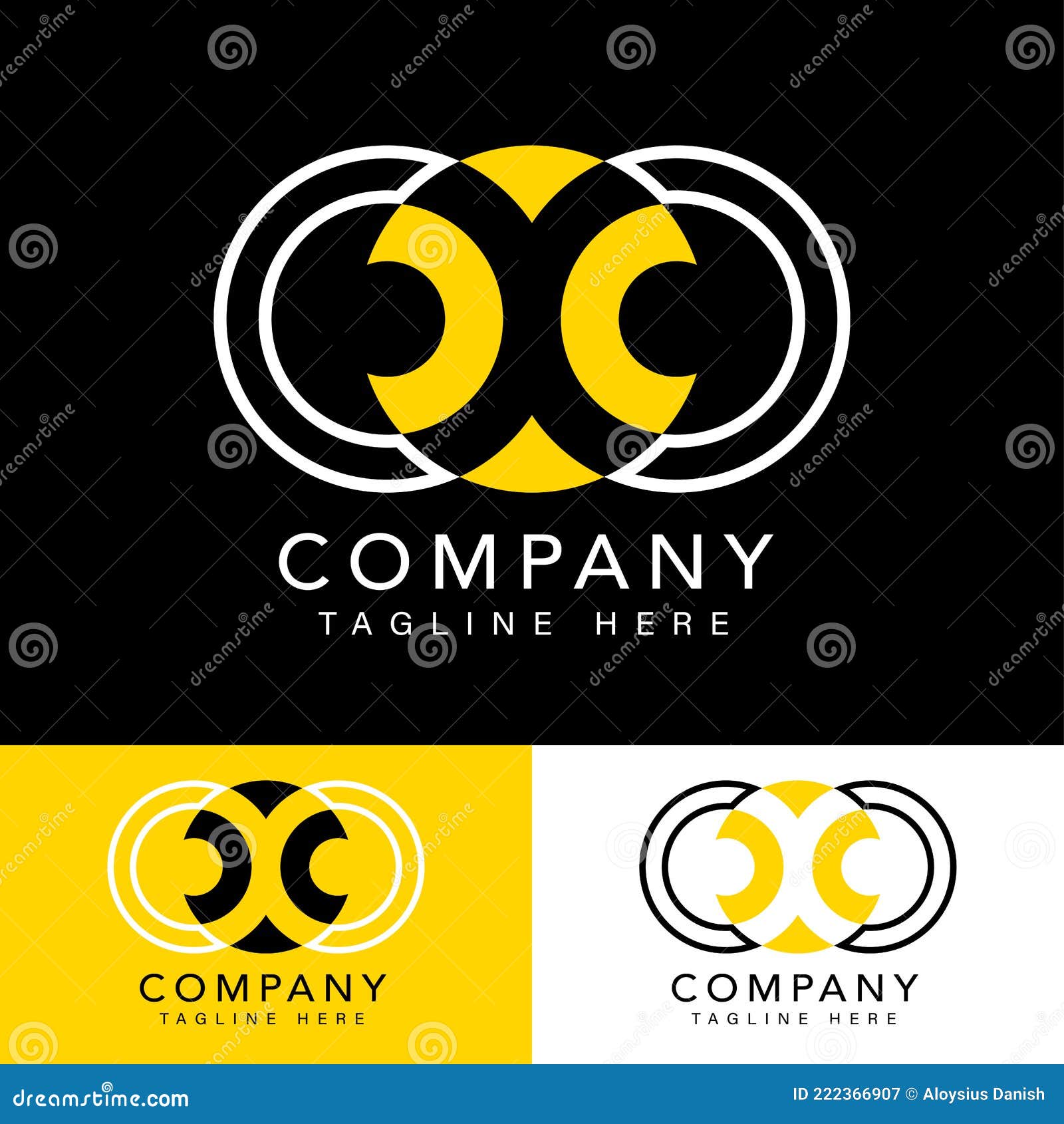 Letter CC Logo. with Yellow and White Colors Stock Illustration ...