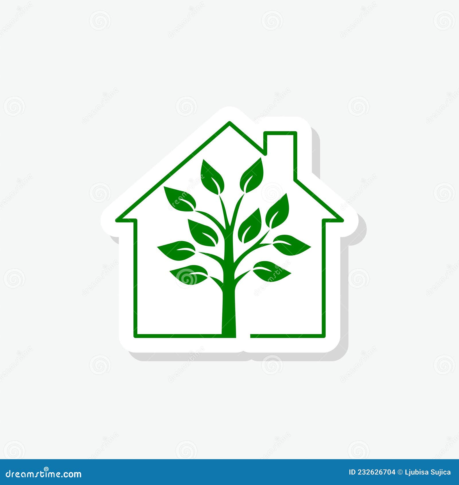 Logo Van Groen Huis Sticker Vector Illustratie - Illustration of flat ...
