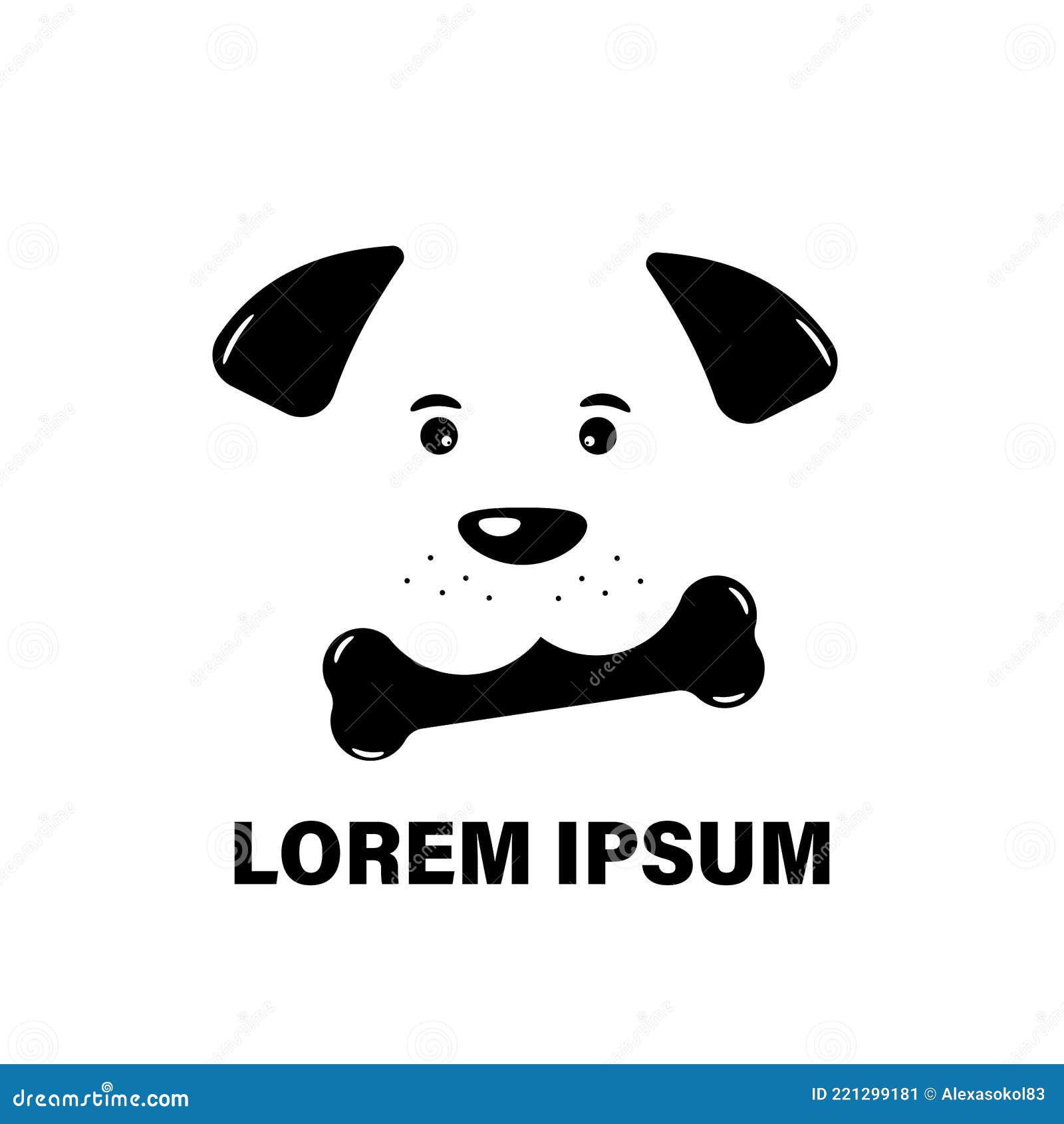 Logo Van Schattige Hond Met Bot. Vectorillustratie Vector Illustratie ...