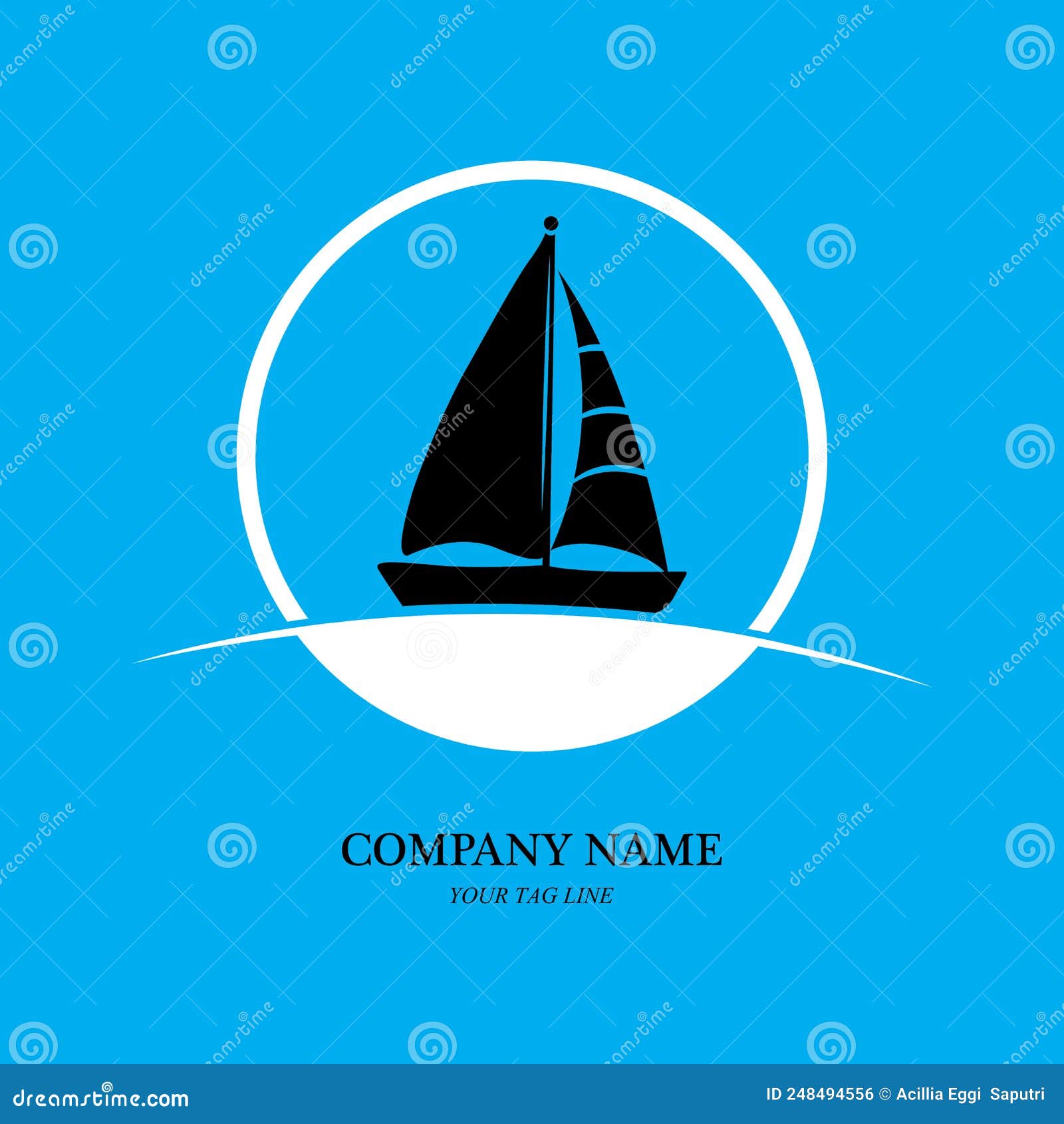 Logo Van Zeilboot En Symboolvector Stock Illustratie - Illustration of ...