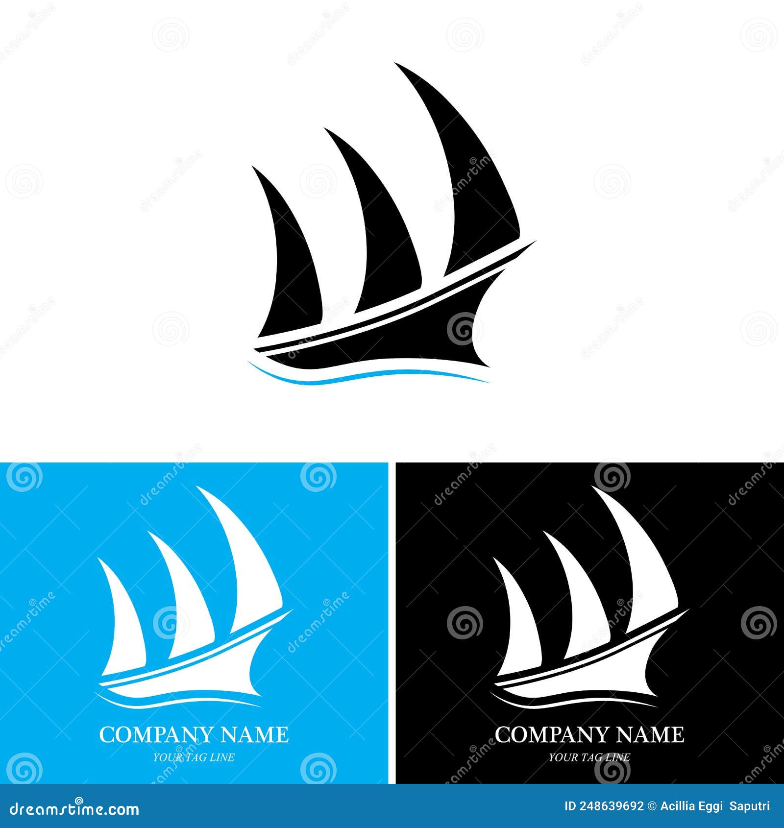 Logo Van Zeilboot En Symboolvector Stock Illustratie - Illustration of ...