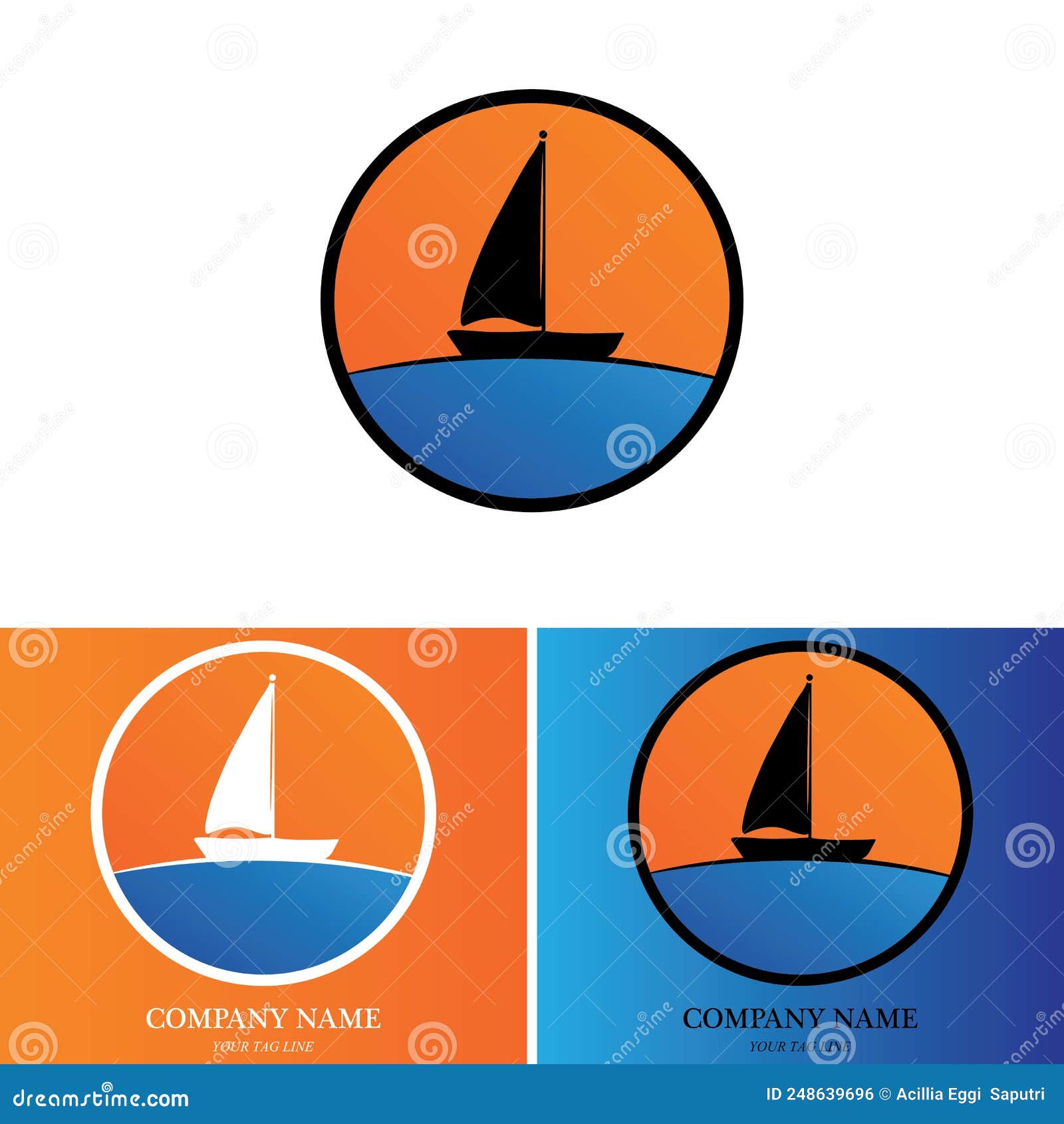 Logo Van Zeilboot En Symboolvector Stock Illustratie - Illustration of ...