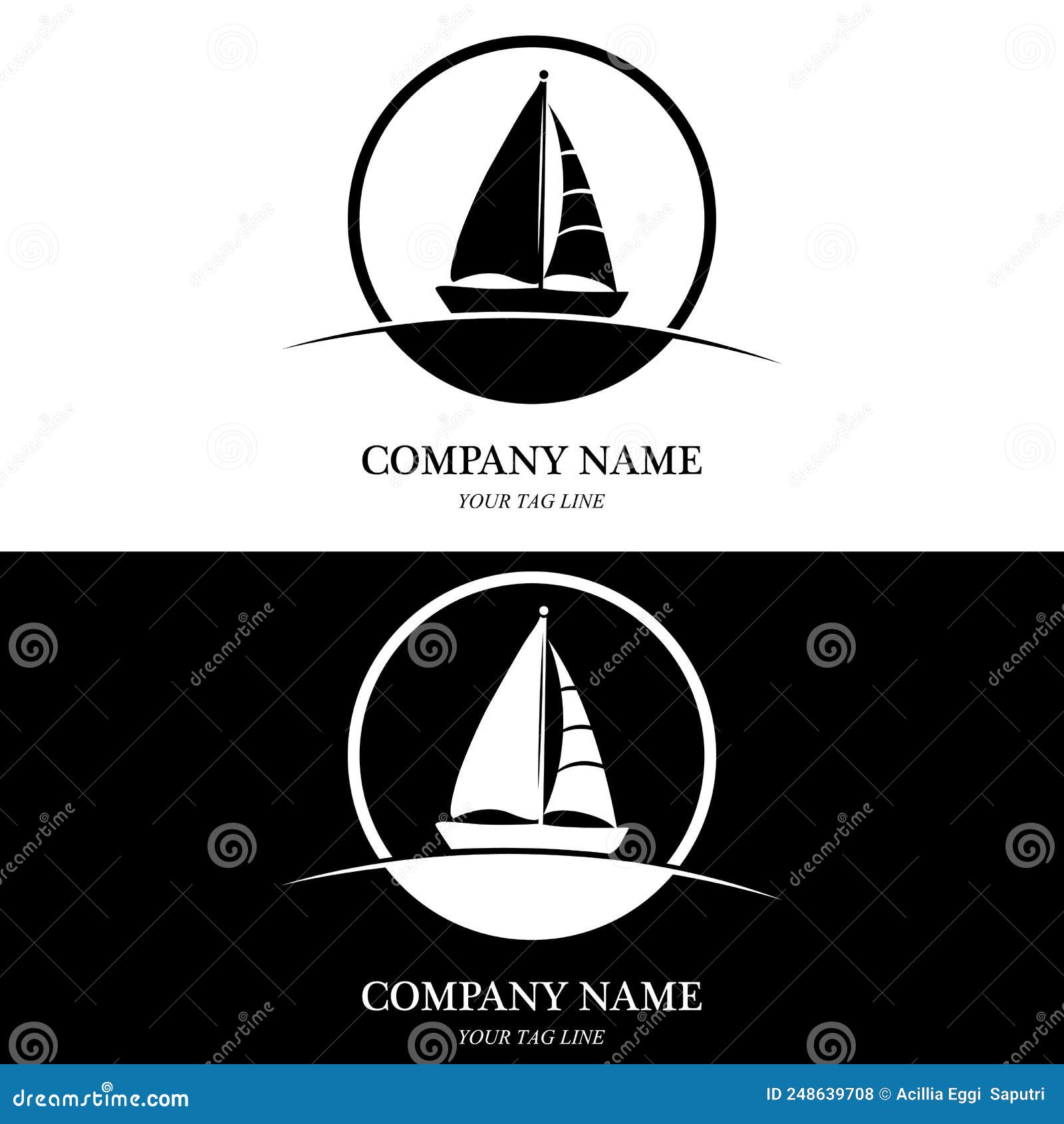 Logo Van Zeilboot En Symboolvector Stock Illustratie - Illustration of ...