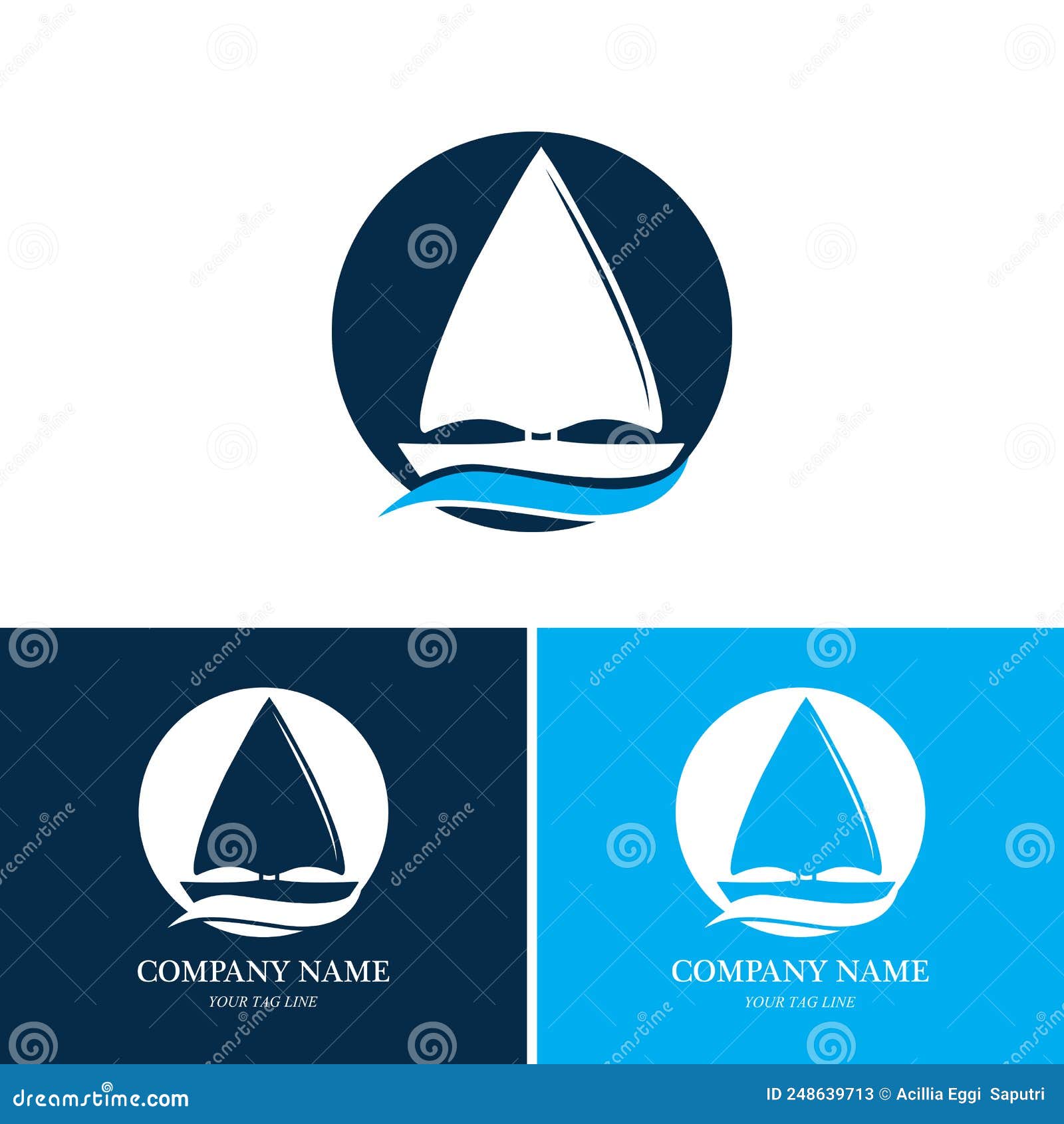 Logo Van Zeilboot En Symboolvector Stock Illustratie - Illustration of ...