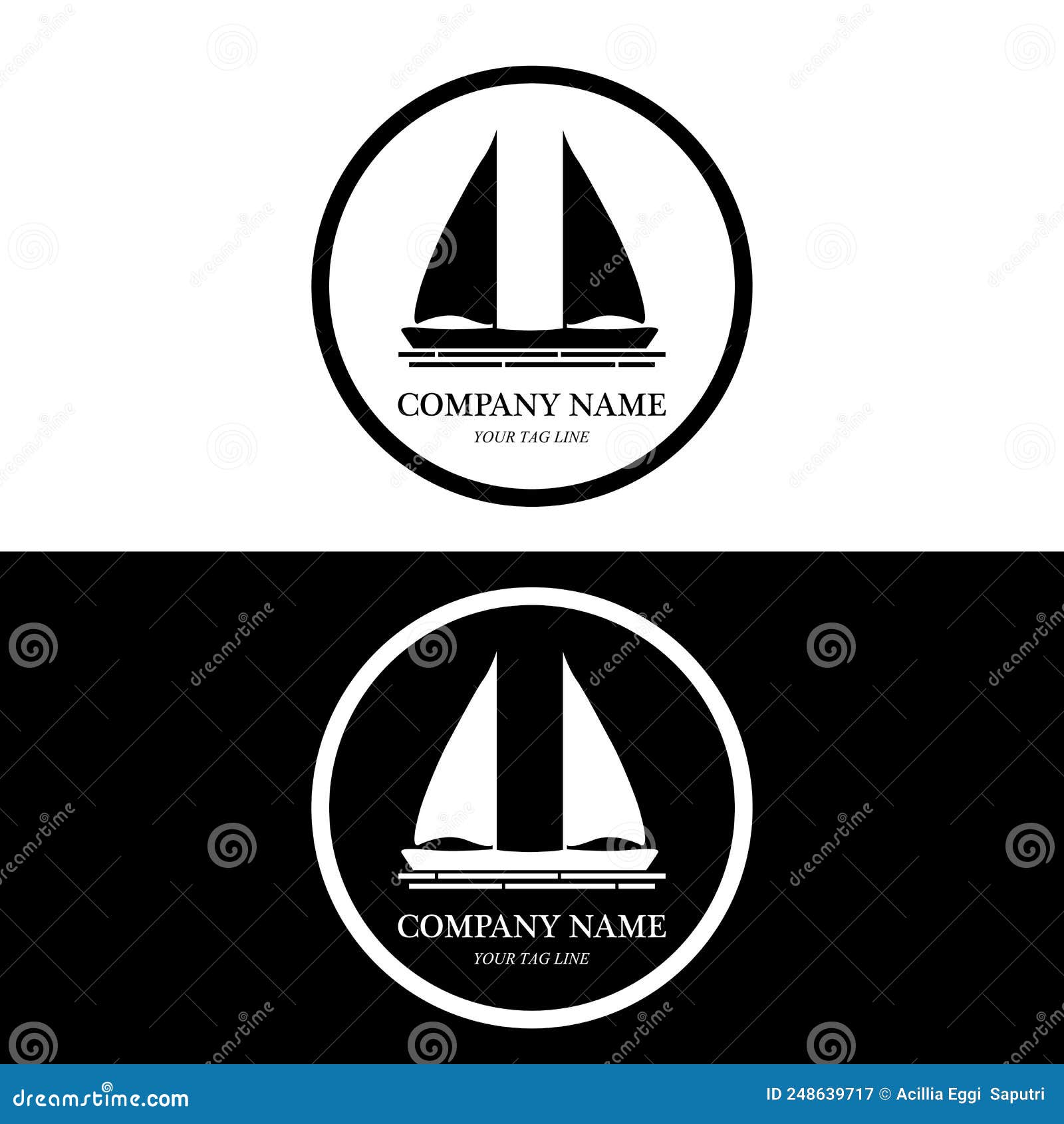 Logo Van Zeilboot En Symboolvector Stock Illustratie - Illustration of ...