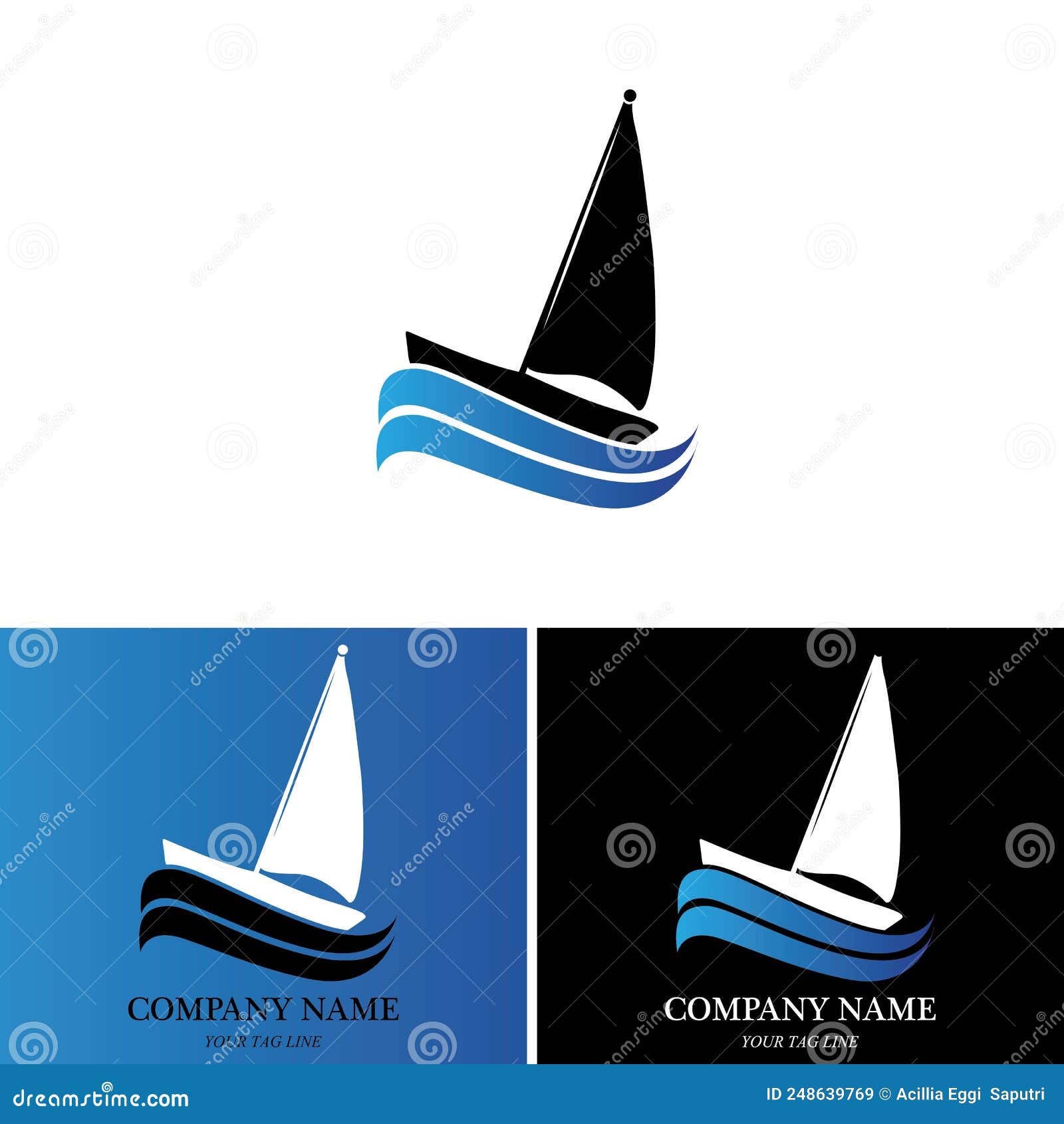 Logo Van Zeilboot En Symboolvector Stock Illustratie - Illustration of ...