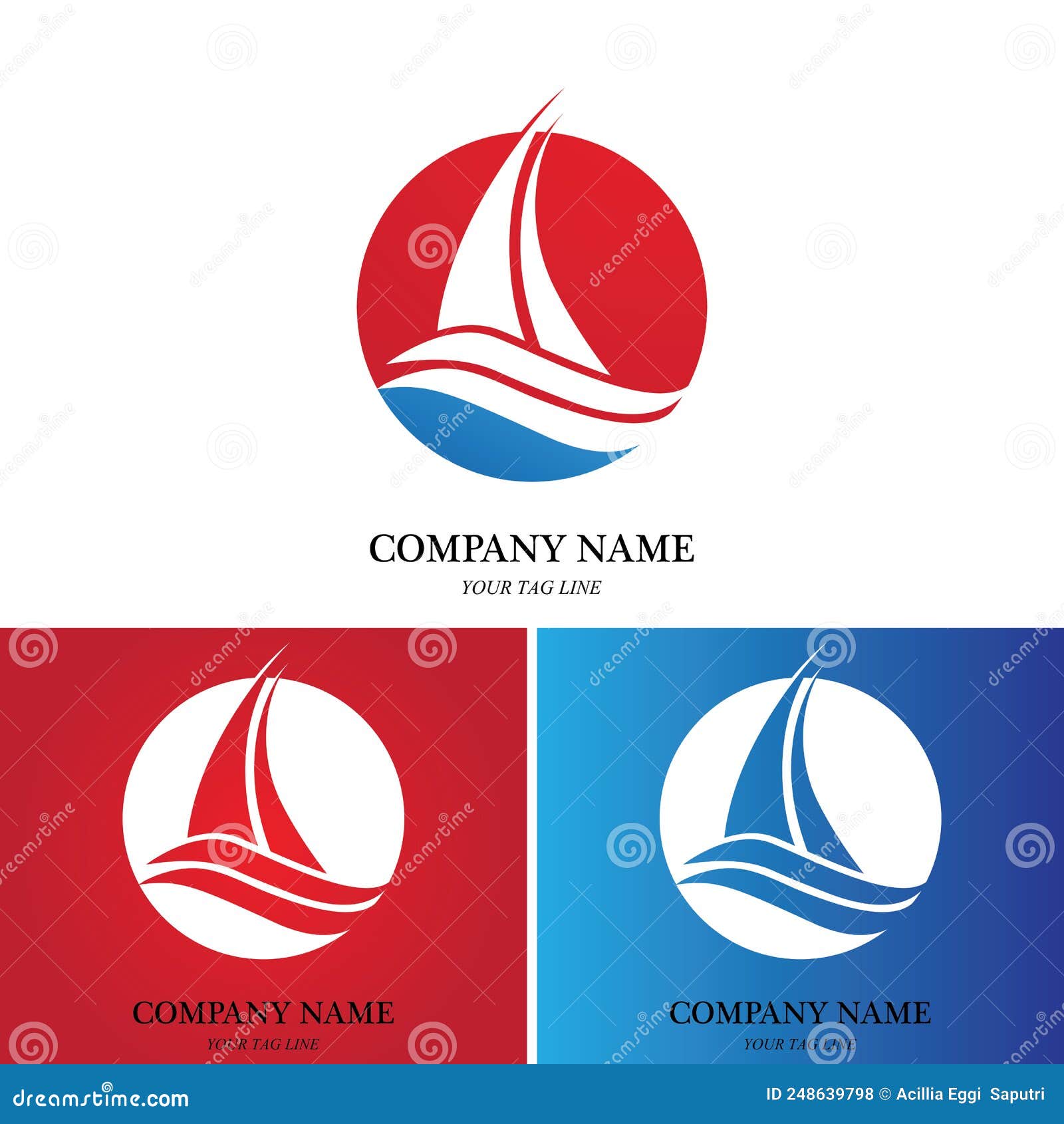 Logo Van Zeilboot En Symboolvector Stock Illustratie - Illustration of ...