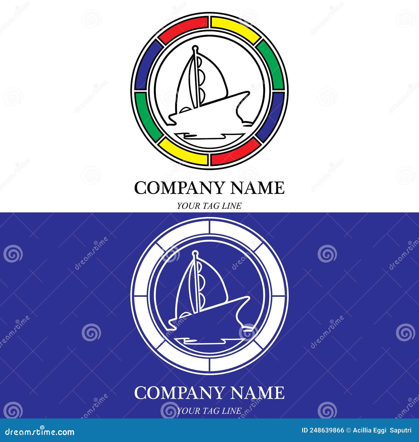 Logo Van Zeilboot En Symboolvector Stock Illustratie - Illustration of ...