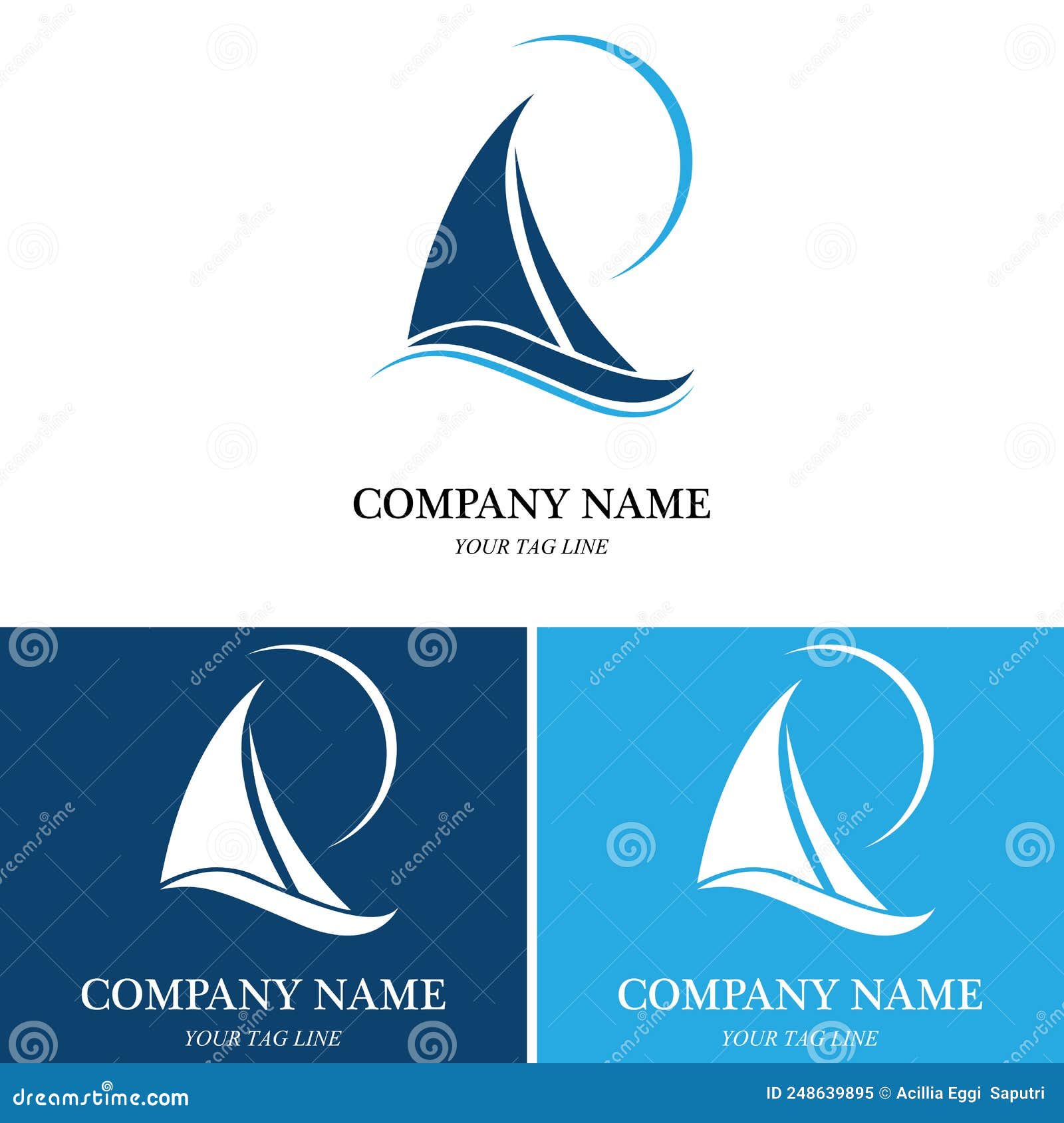 Logo Van Zeilboot En Symboolvector Stock Illustratie - Illustration of ...