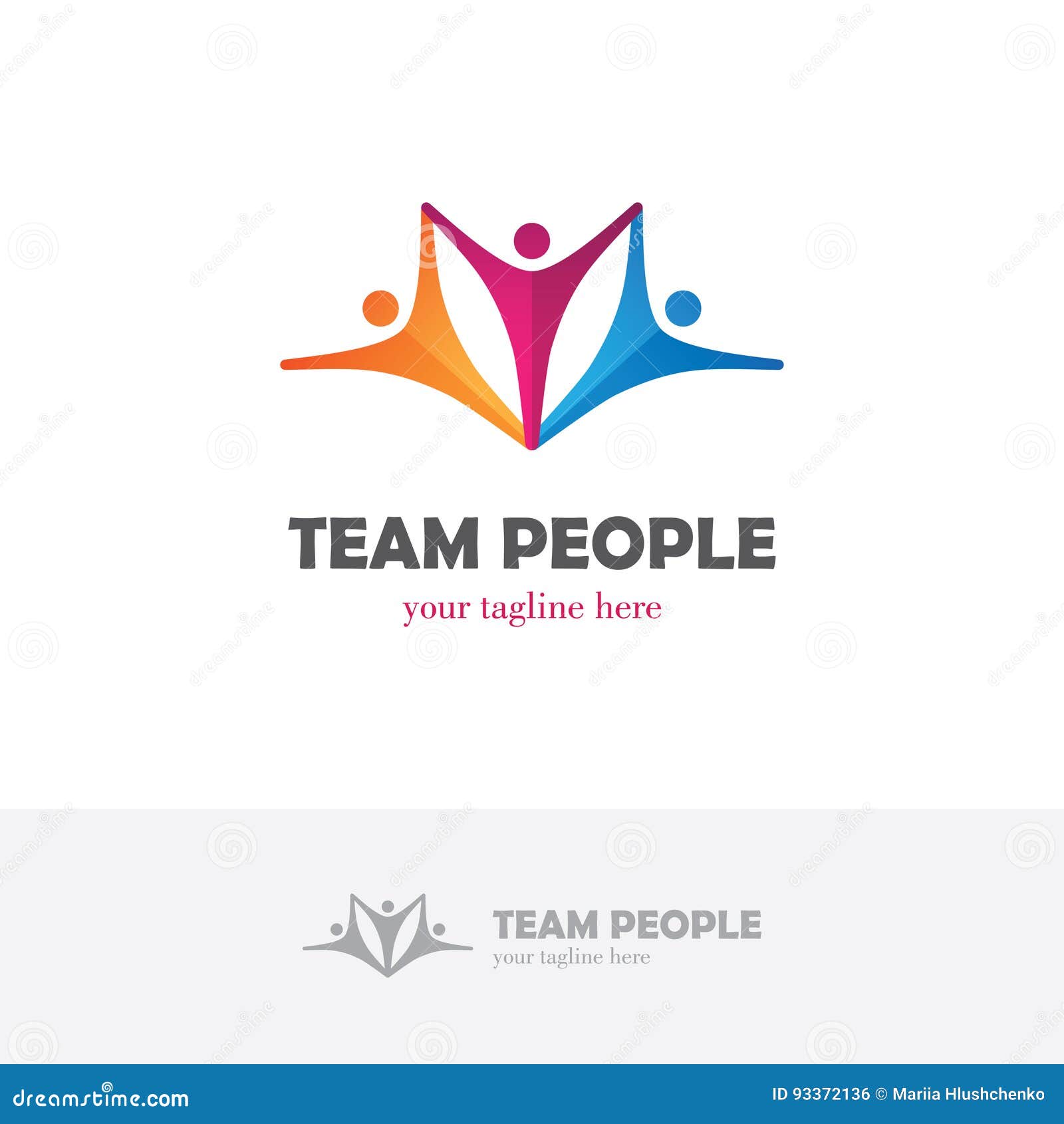 Logo Variopinto Elegante Con Tre Figure Umane Astratte Illustrazione ...